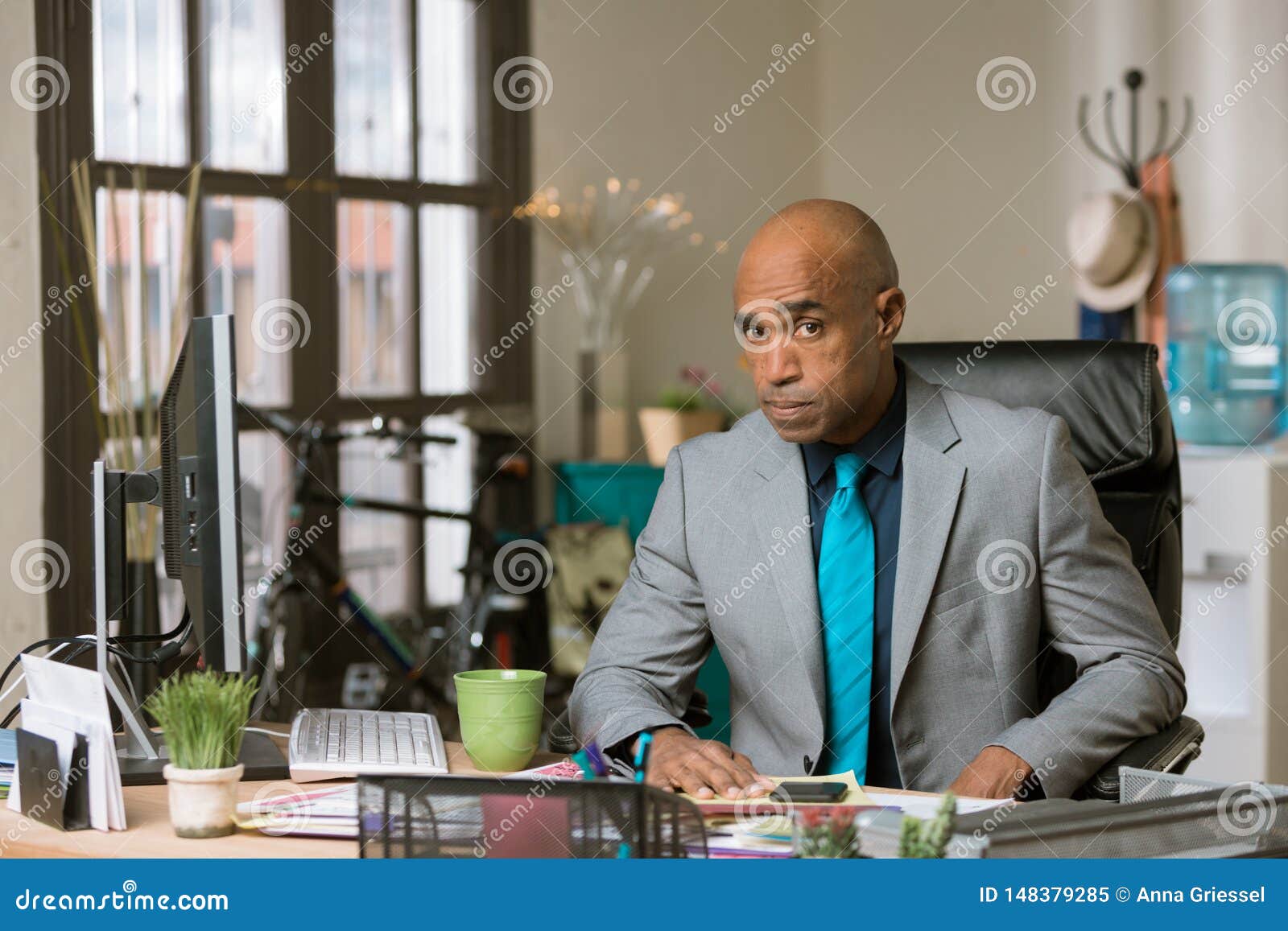 Skeptical Man in a Creative Office Stock Image - Image of professional ...