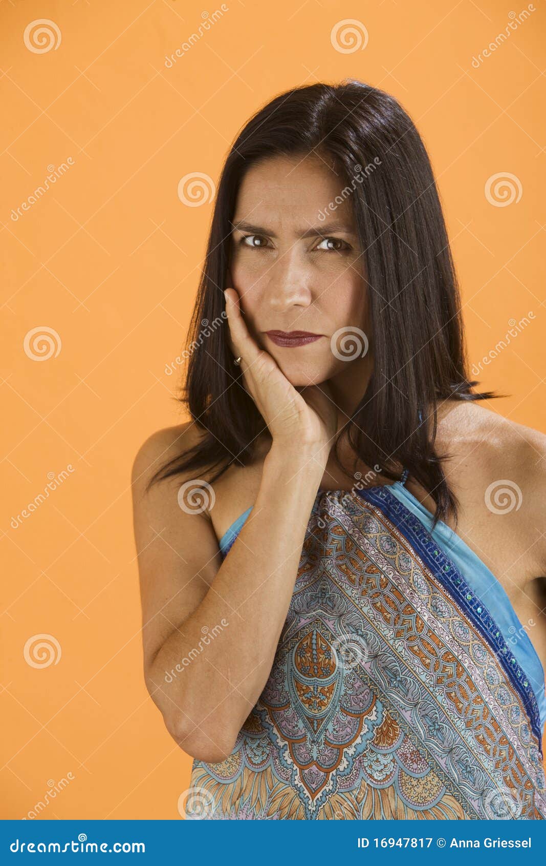 Skeptical Woman stock image. Image of alone, orange, hand - 16947817