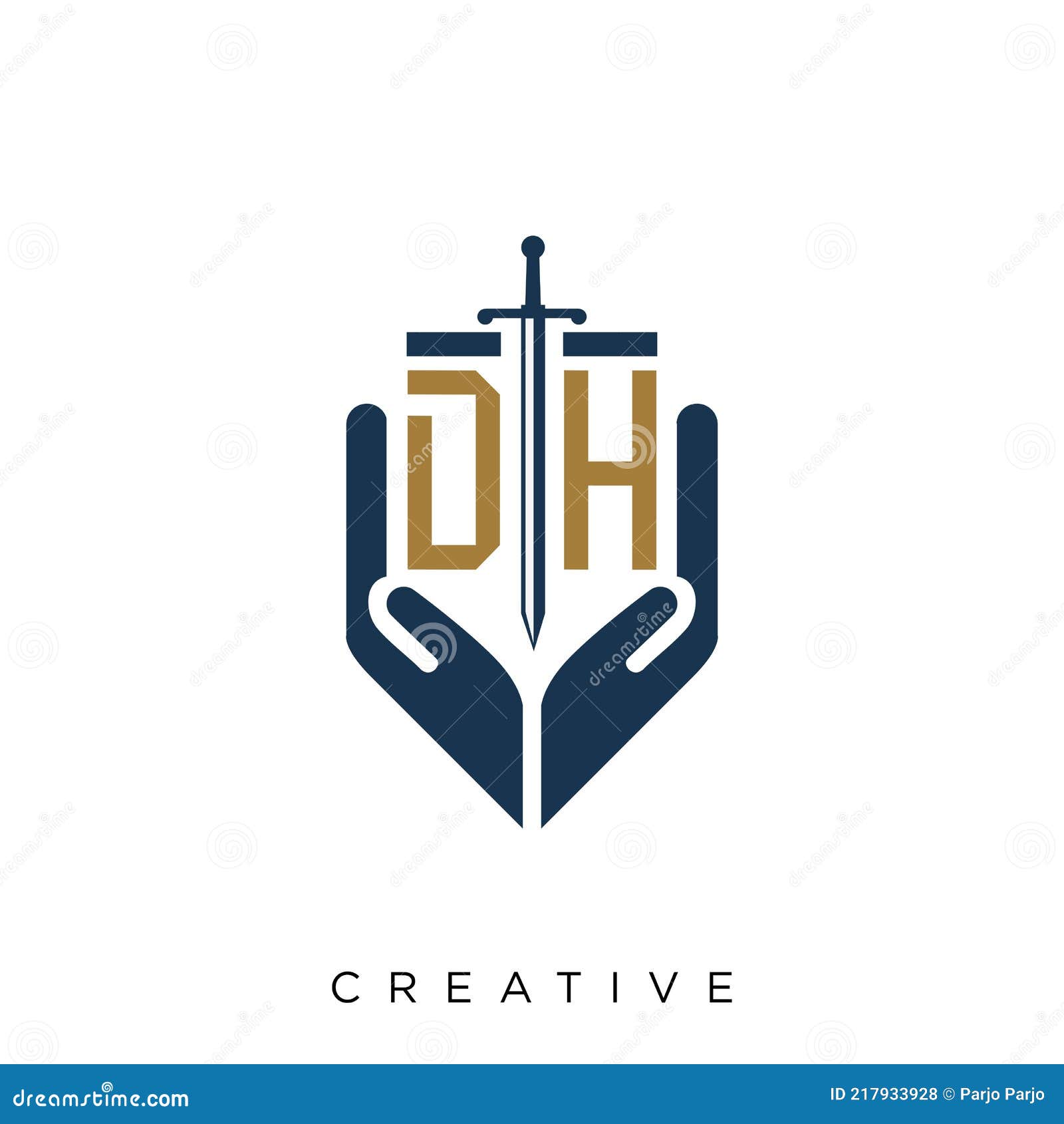 DH Hand Sword Logo Design Symbol Stock Vector - Illustration of company ...