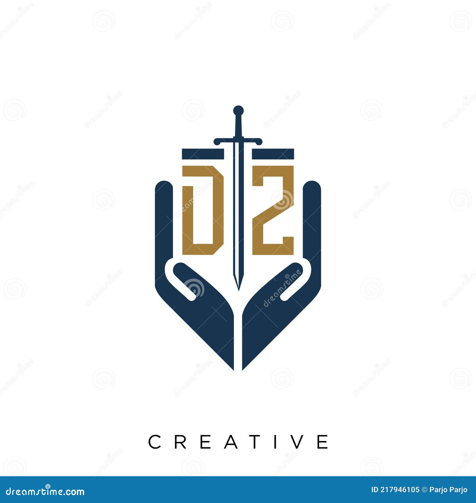 DZ Hand Sword Logo Design Symbol Stock Illustration - Illustration of ...