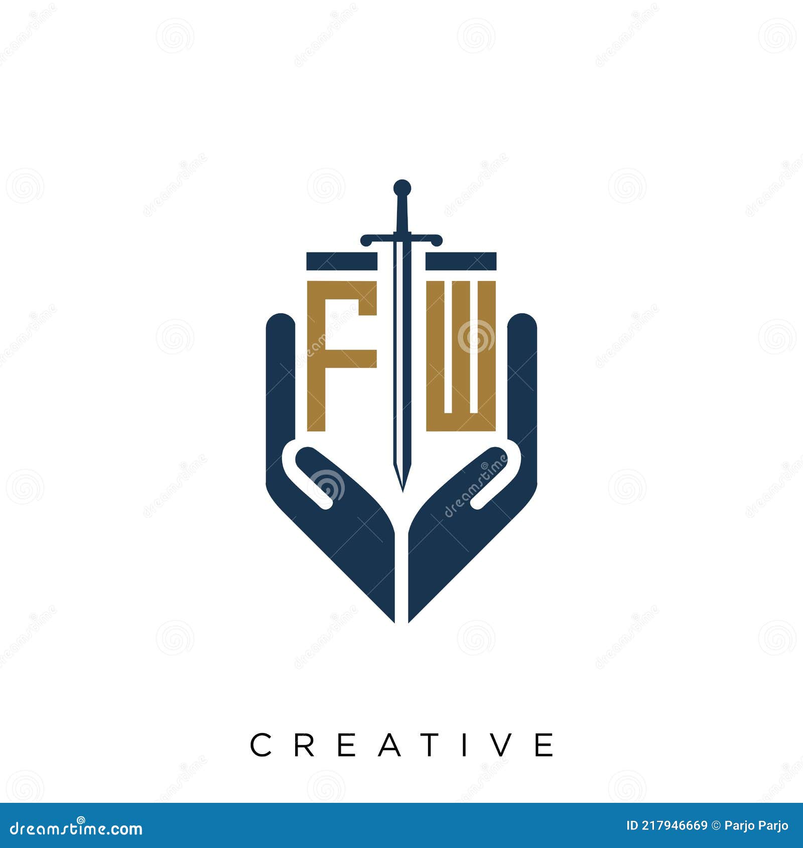 FW Hand Sword Logo Design Symbol Stock Vector - Illustration of ...