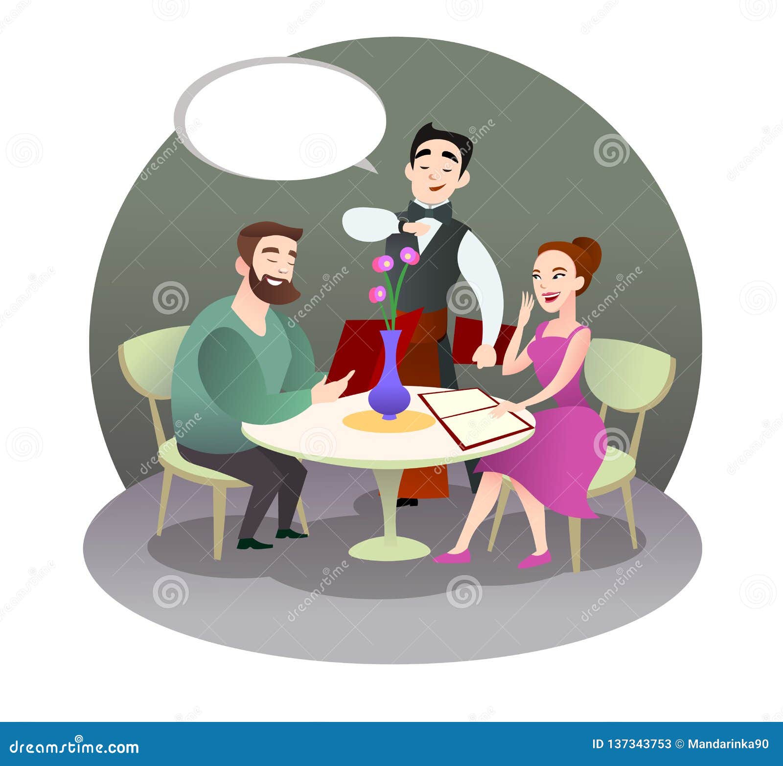 Loving Couple is Having Dinner in a Restaurant Stock Vector ...