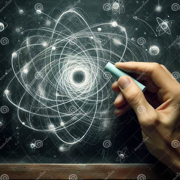 Chalk drawing of atom stock illustration. Illustration of molecule ...