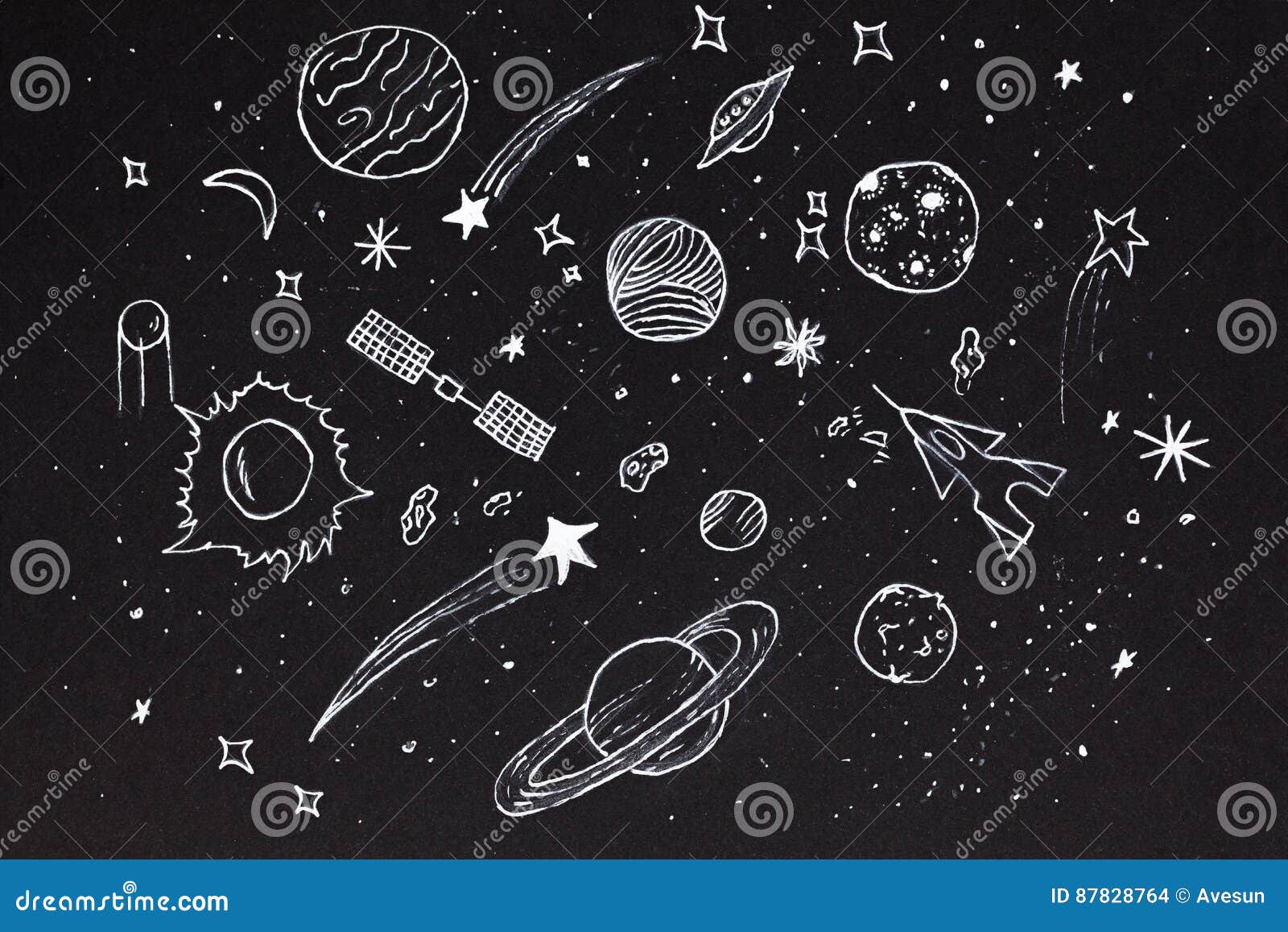 Sketch of Abstract Design Space Elements Over Night Sky Stock ...