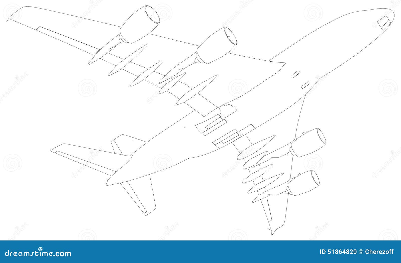 Sketch of Airplane. Bottom View. Vector Stock Vector - Illustration of ...