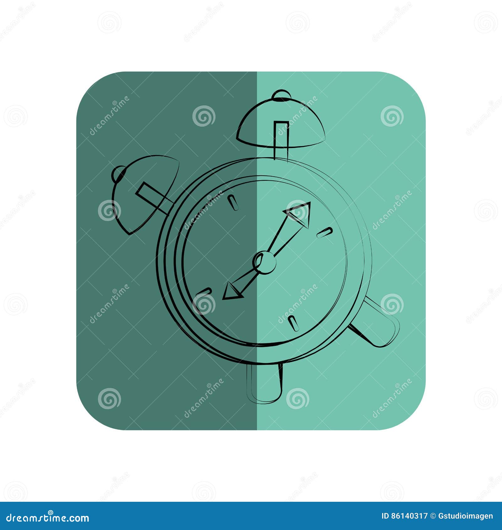 Sketch of Alarm Clock in Square Frame Stock Vector - Illustration of ...