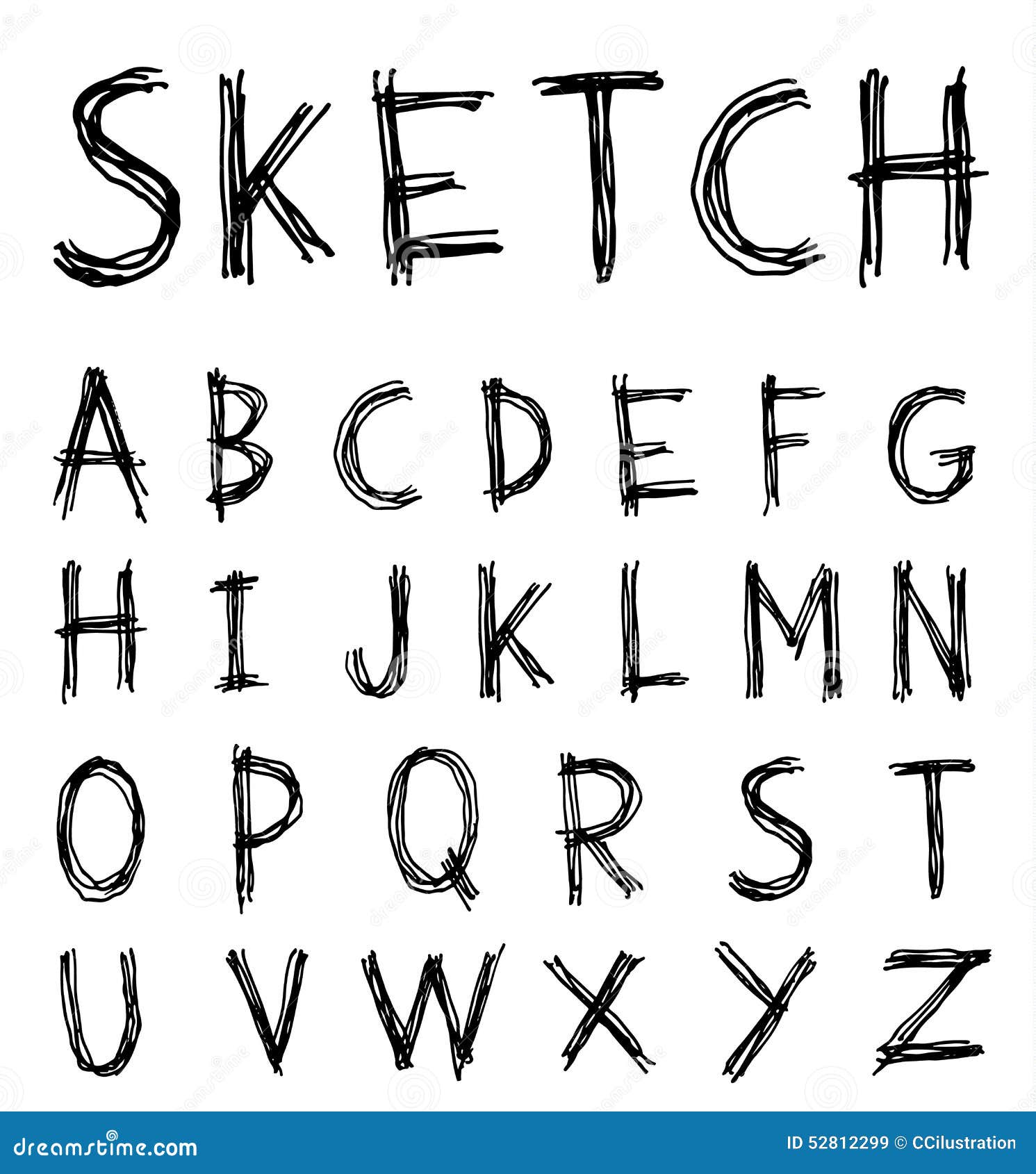 Sketch Alphabet Font Line - Vector Illustration Stock Vector ...