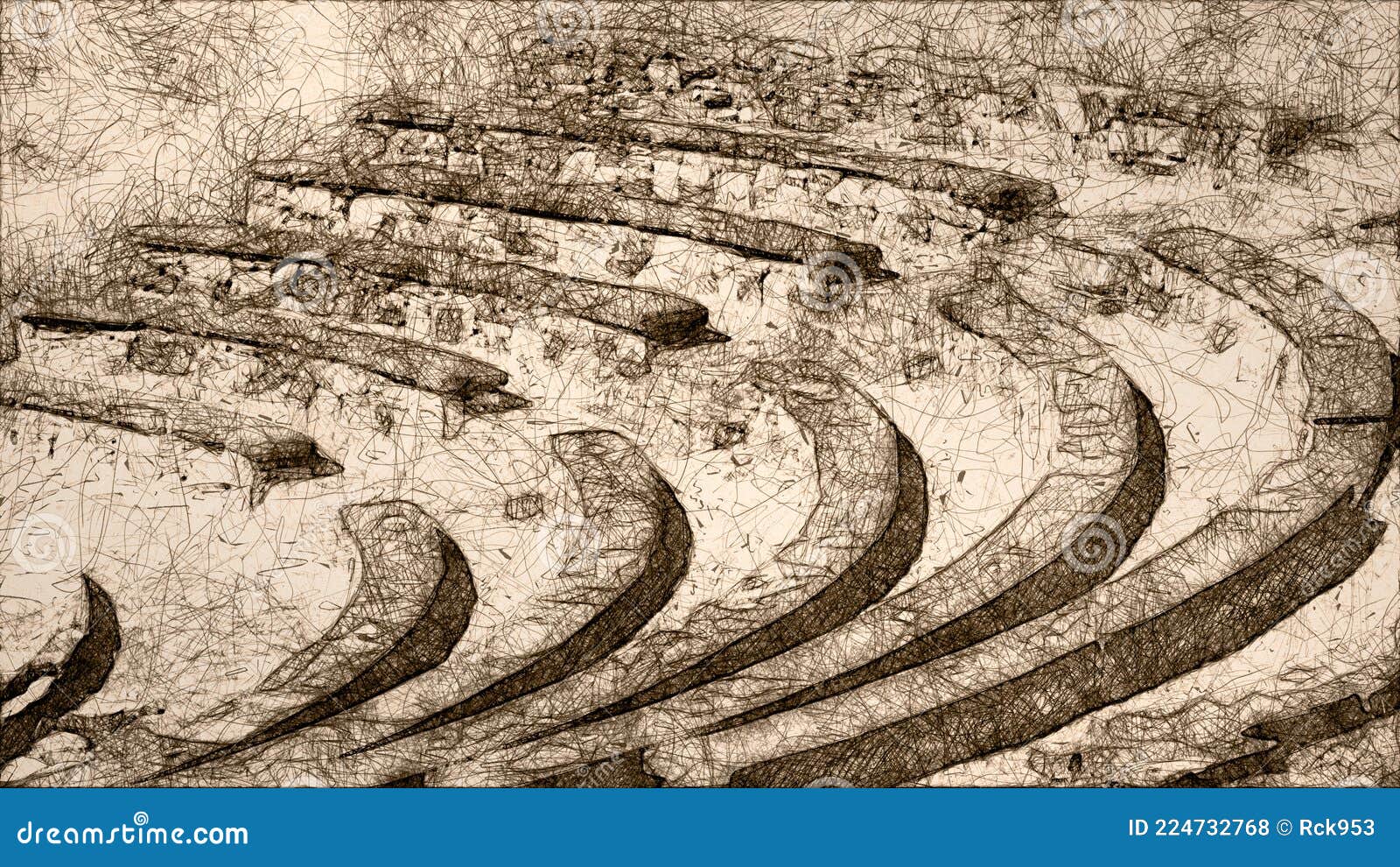 Sketch of Amphitheater Seating Ready for a Performance in the Park ...