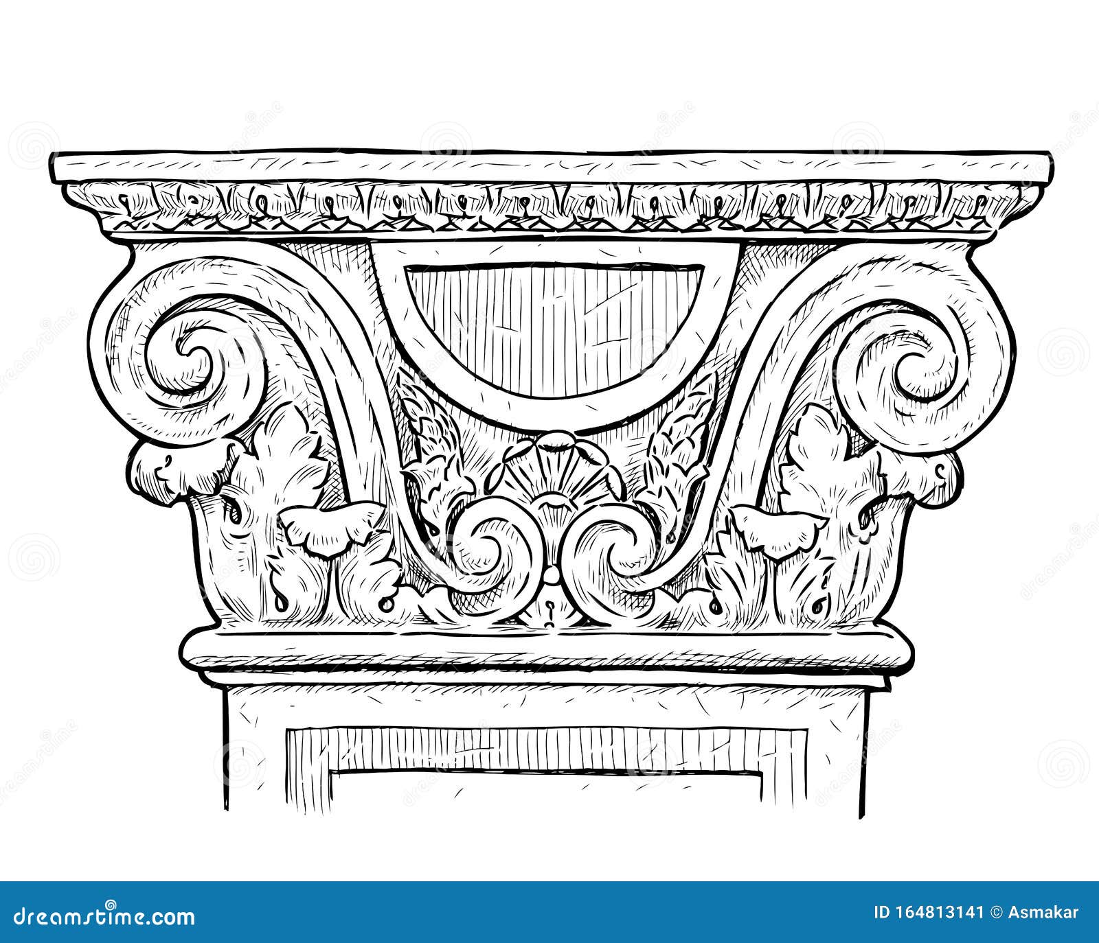 Sketch of Ancient Greec Decorative Pillar Stock Vector - Illustration ...
