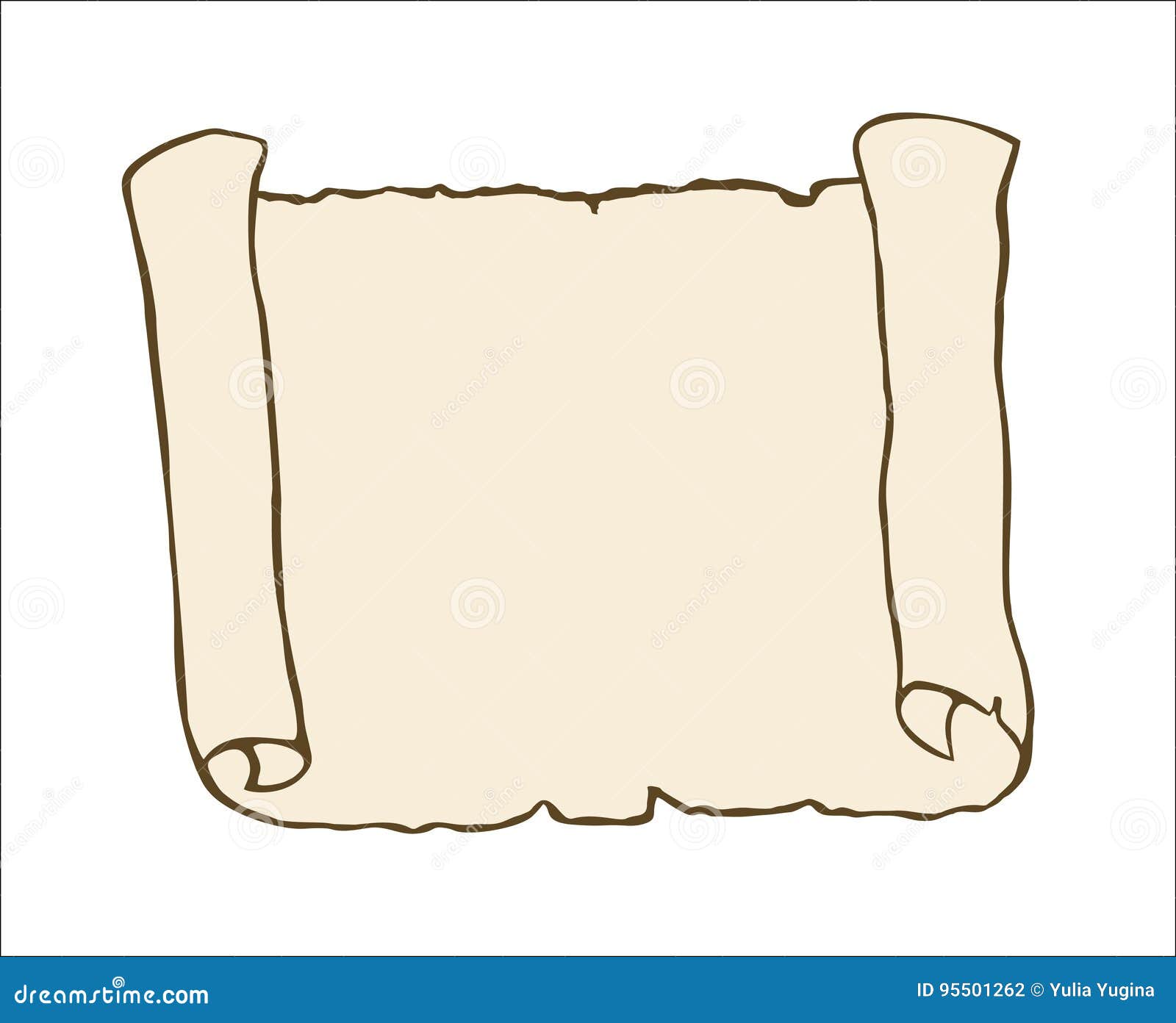 Sketch of Ancient Scroll, Isolated on White Background. Stock Vector ...