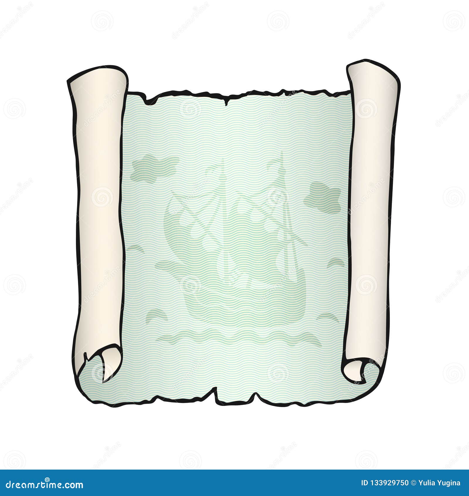 Sketch of Ancient Scroll with Ship, Isolated on White Background ...