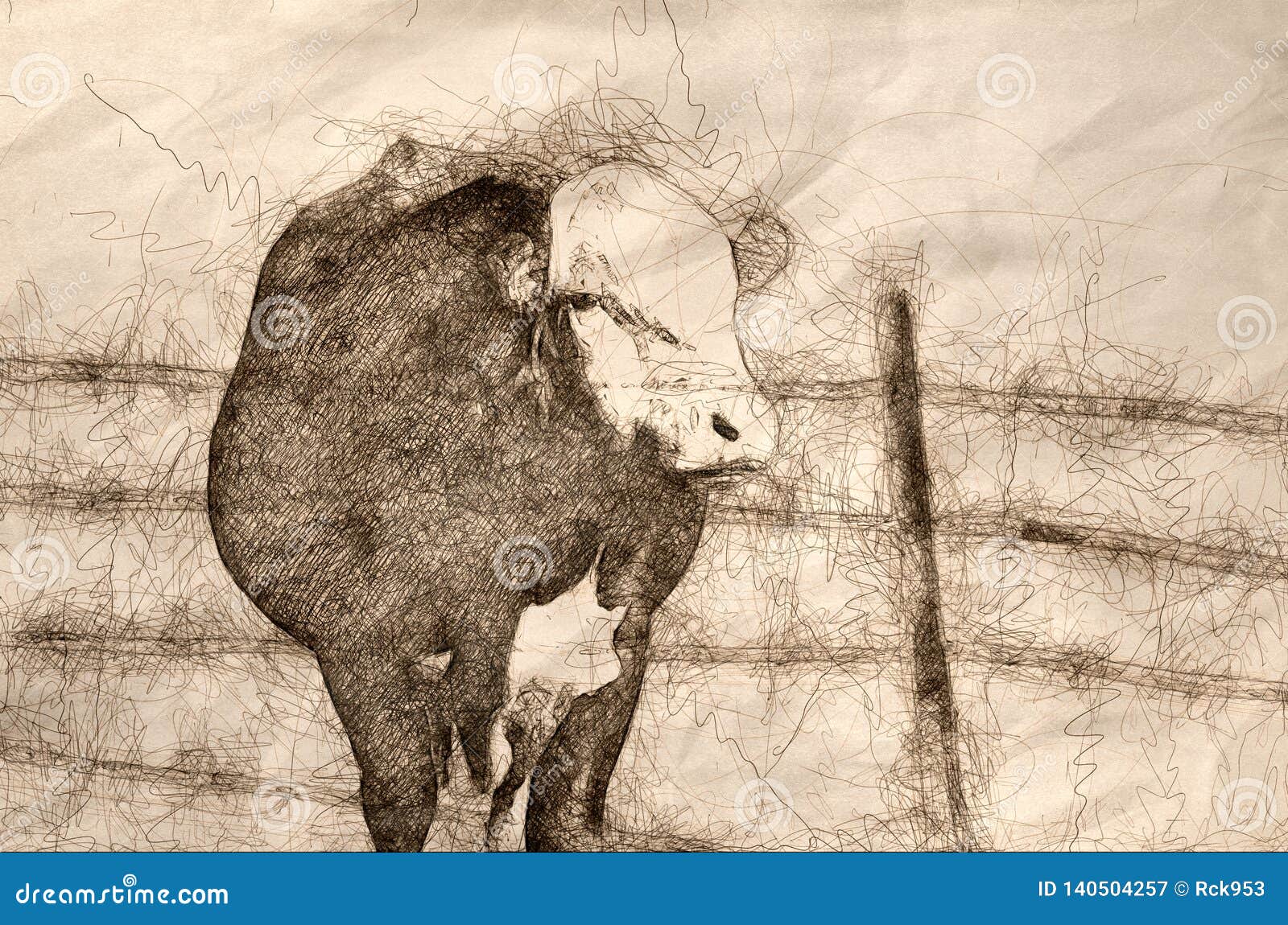 Sketch of an Angry Mean Bull and the Evil Eye Stock Illustration ...