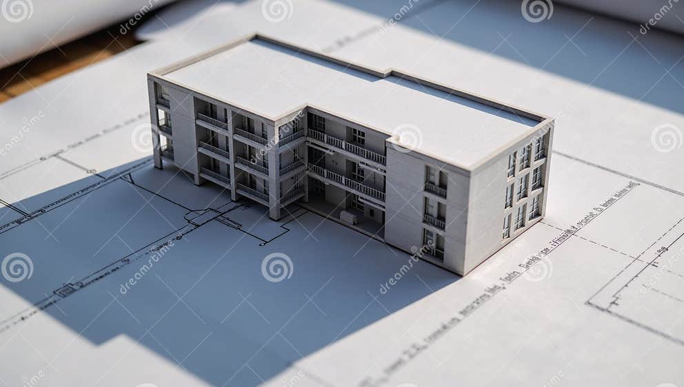 Sketch by an Architect for a Building Design Project Stock Illustration ...