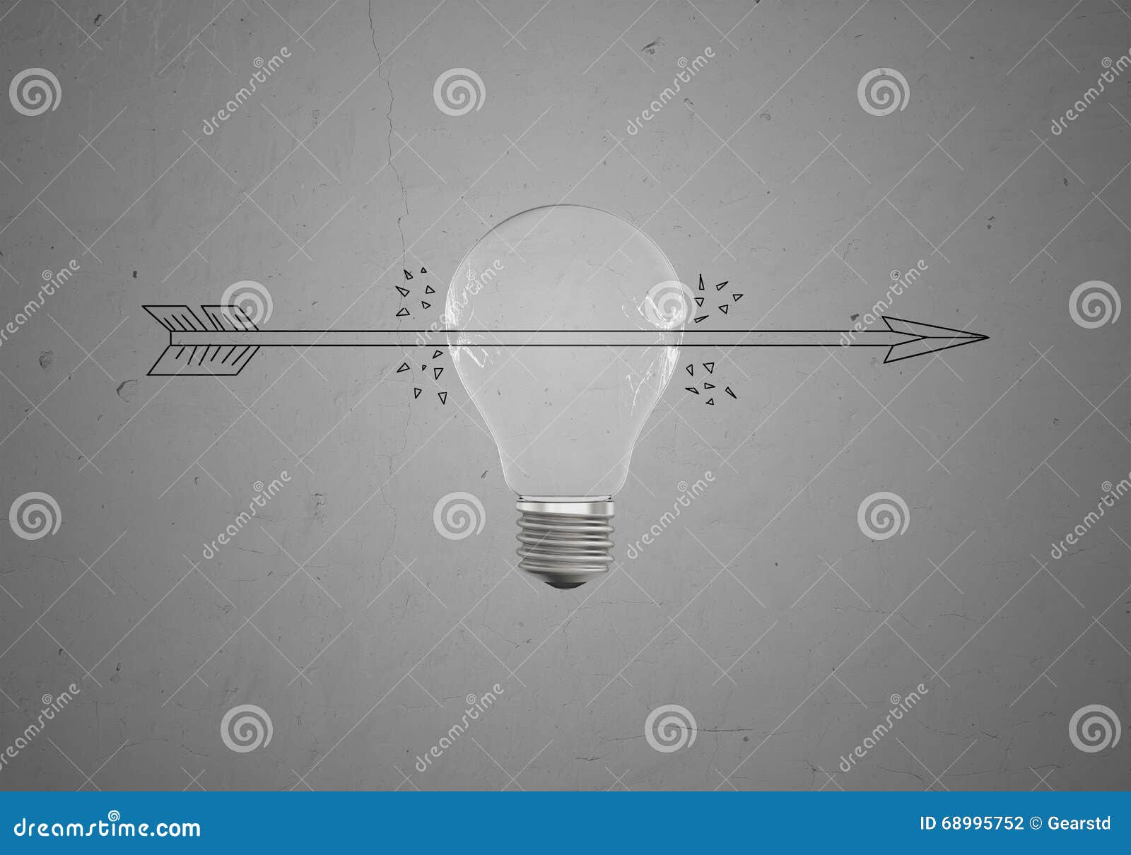 Sketch of Arrow Piercing Light Bulb Stock Photo - Image of contact ...