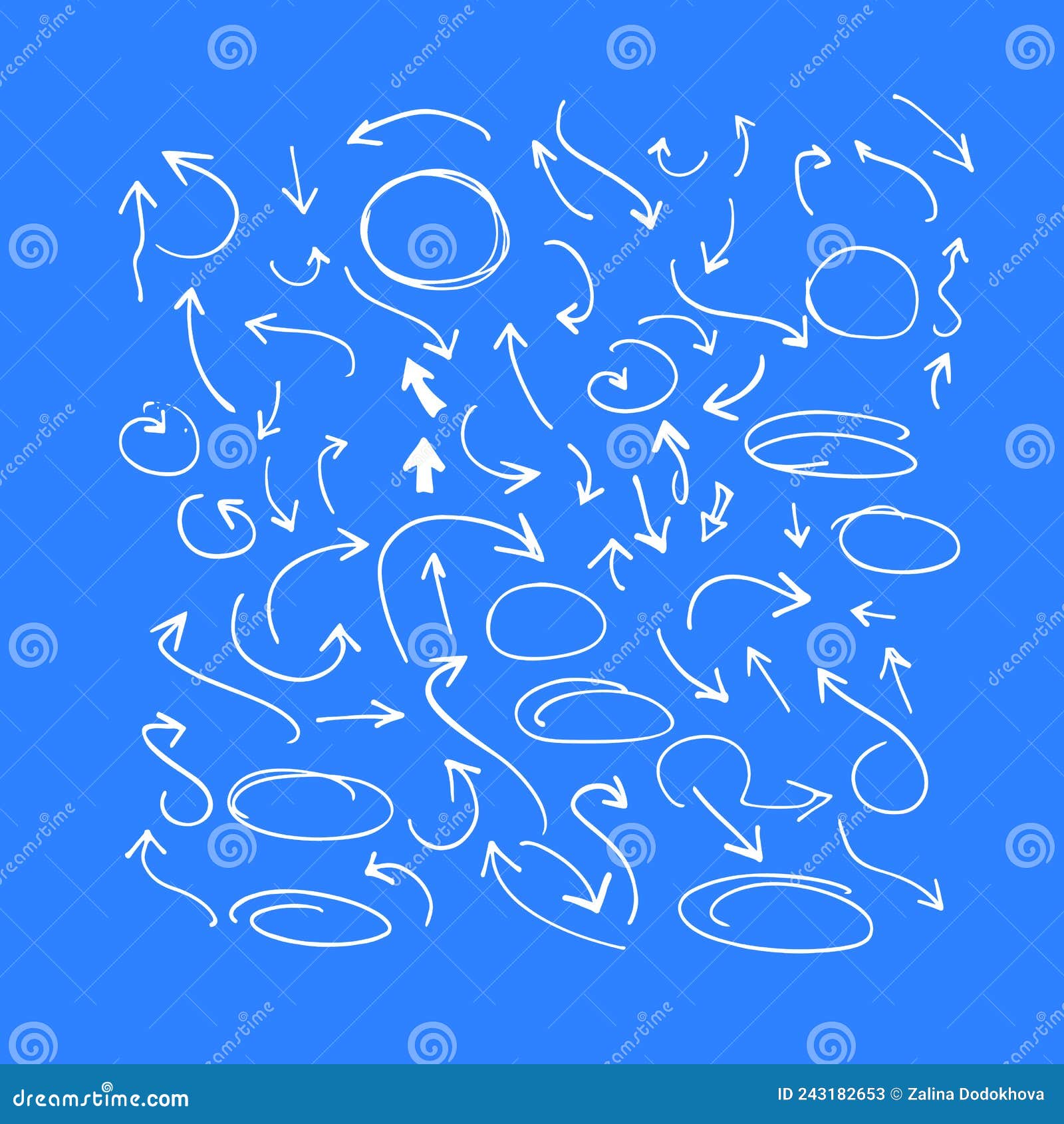 Sketch Arrows. Doodle Black Arrow Direction Line Symbols. Scribble Way ...