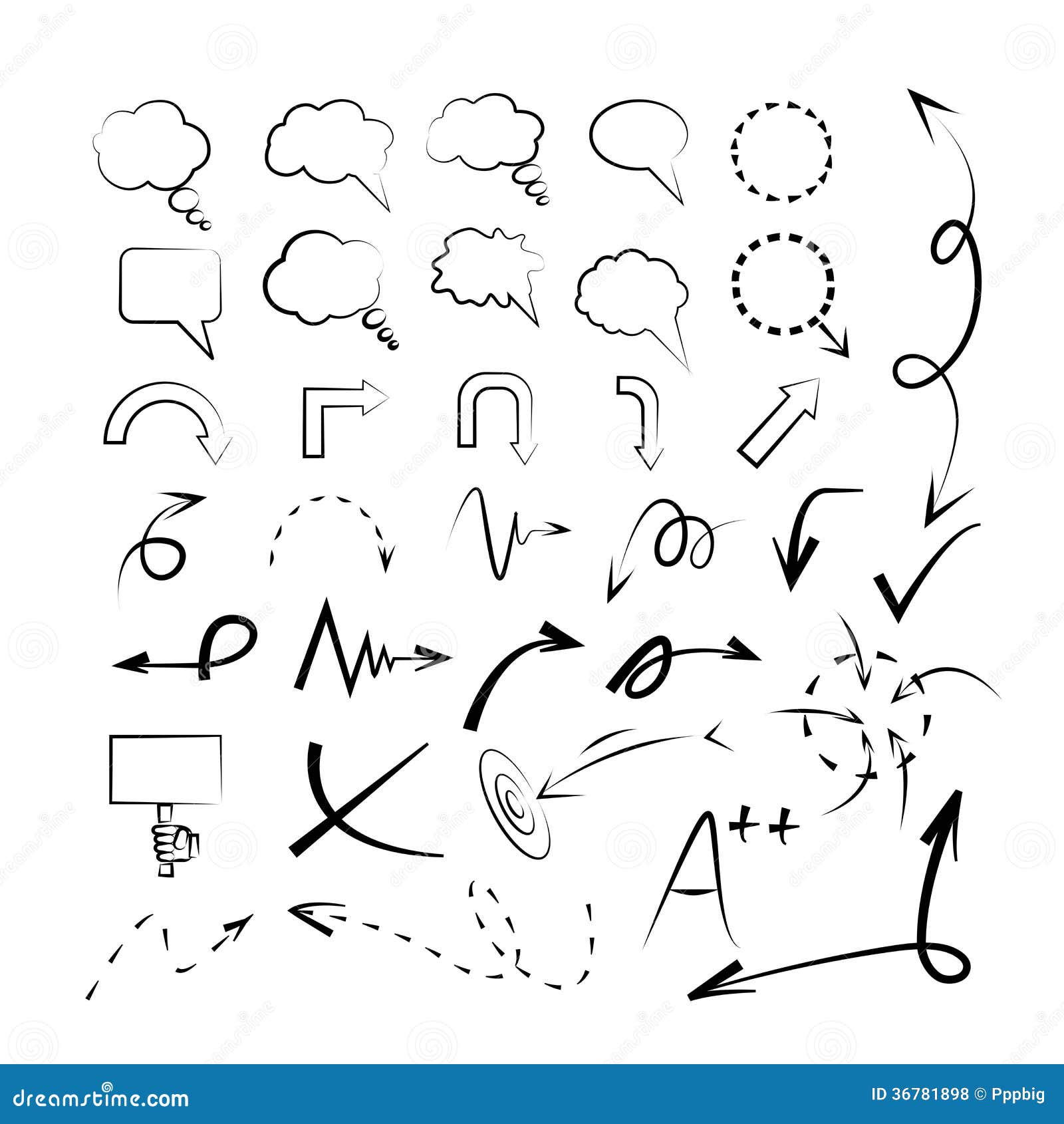 Sketch Arrows Alphabet , Arrow Font A Through Z And Numbers Stock Image ...