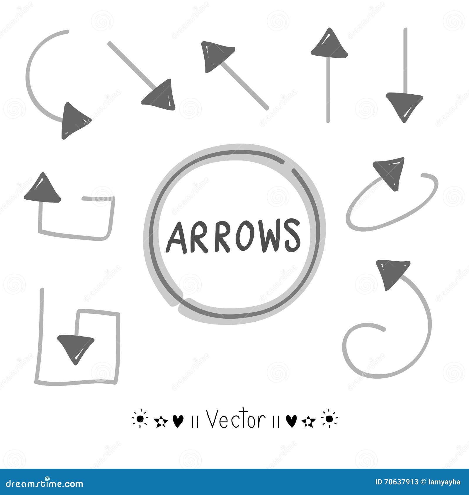 Sketch Arrows Set. Hand Drawn Schema Outline Doodle Collection Isolated ...