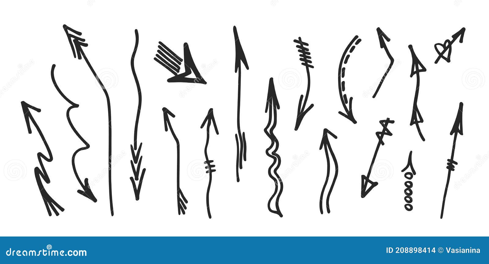 Sketch Arrows Vector Set. Arrows Pointers Isolated on White Background ...