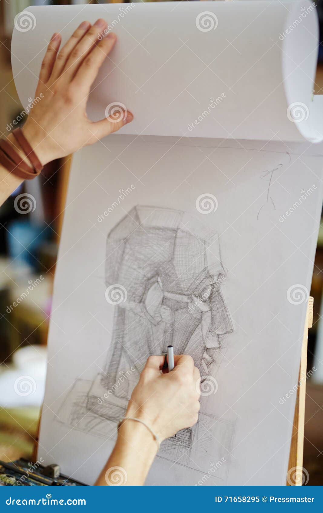 Sketch in art class stock image. Image of people, activity - 71658295