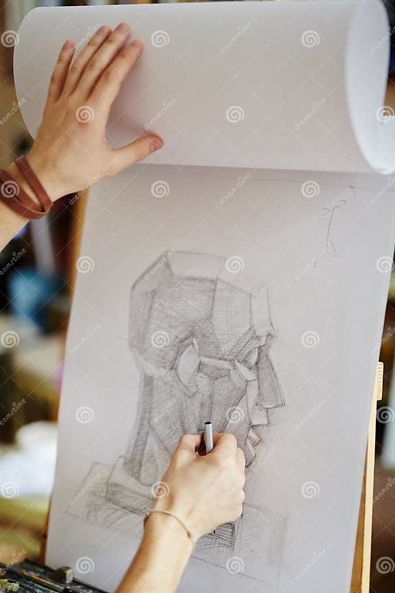 Sketch in art class stock image. Image of people, activity - 71658295