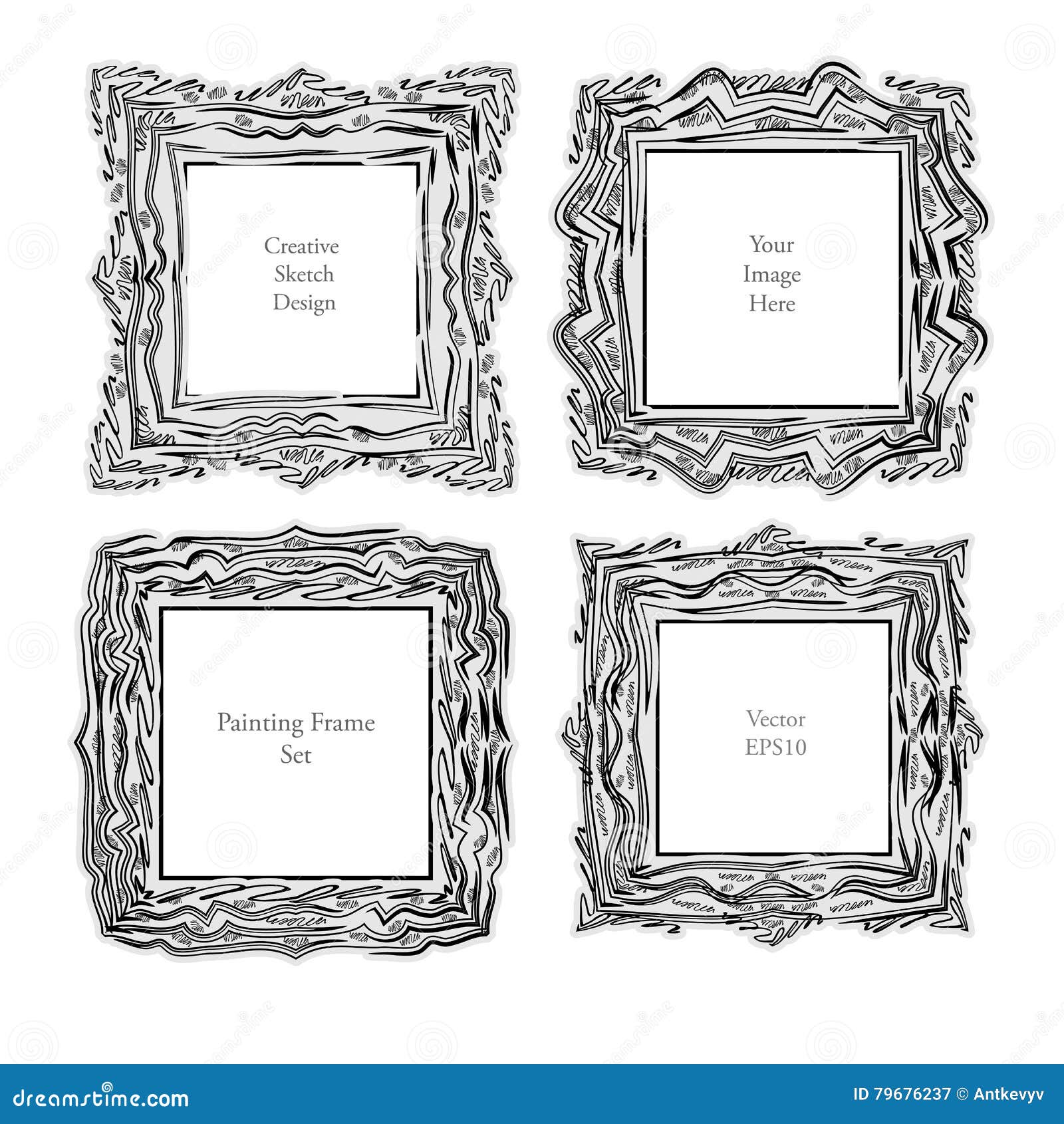 Sketch Art Frame Decorative Stock Vector - Illustration of retro, cute ...