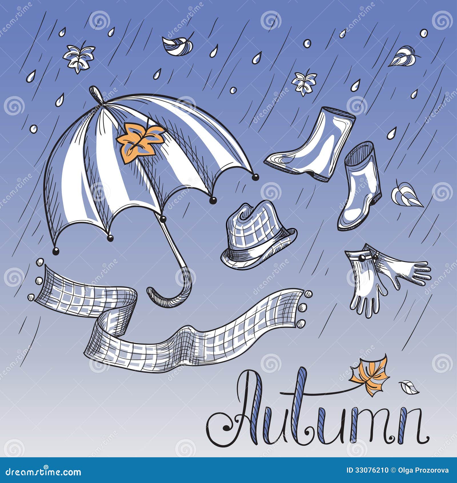 Sketch of Autumn Clothes and Accessories Stock Vector - Illustration of ...