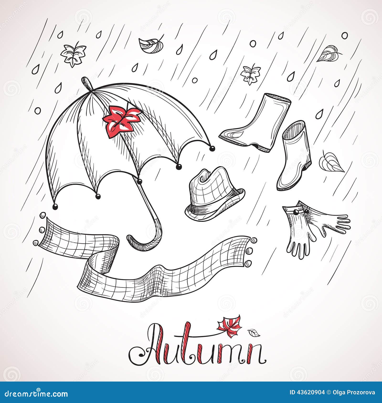 Sketch of Autumn Clothes and Accessories Stock Vector - Illustration of ...