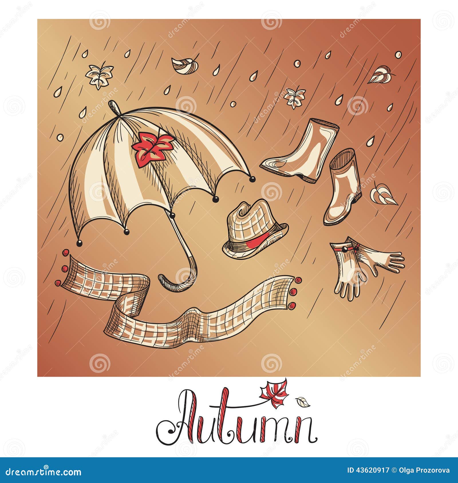 Sketch of Autumn Clothes and Accessories Stock Vector - Illustration of ...