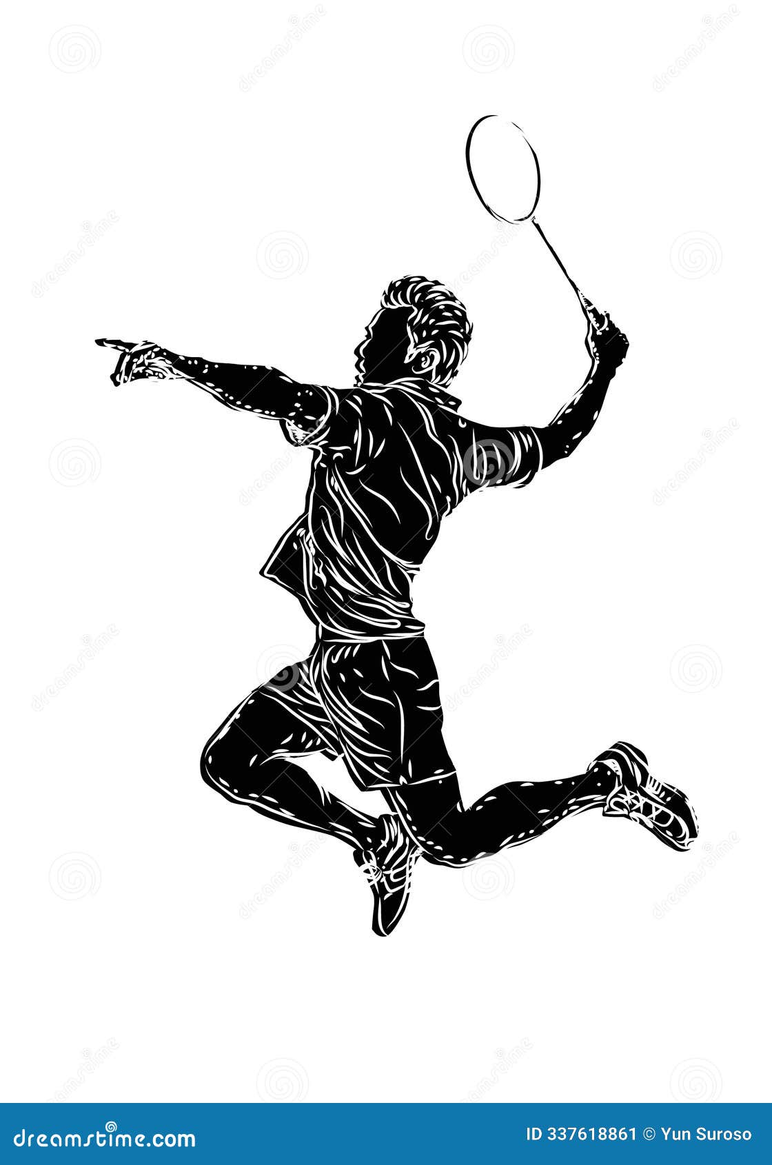 Sketch Badminton Player Collection Vector Illustration For Background ...