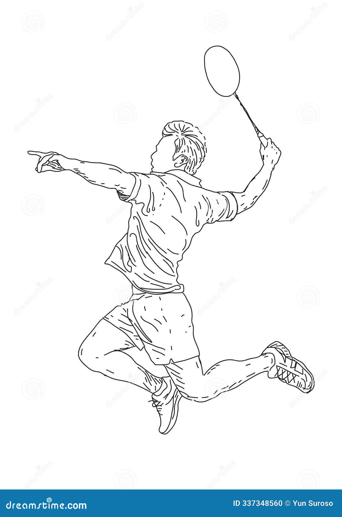 Sketch Badminton Player Collection Vector Illustration For Background ...