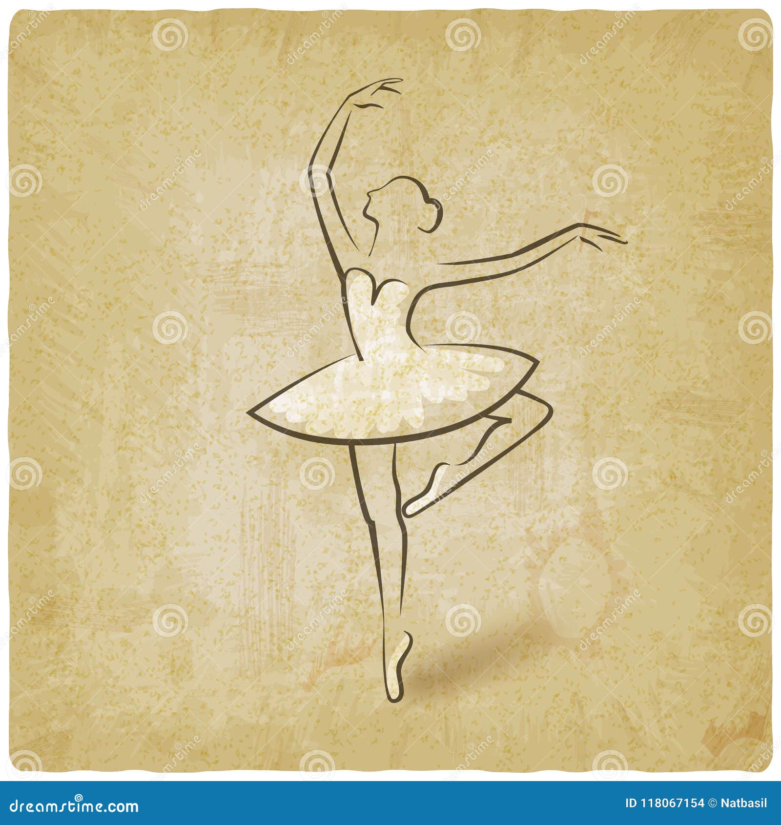 Sketch Ballet Posture. Dancing Studio Symbol Vintage Background Vector ...