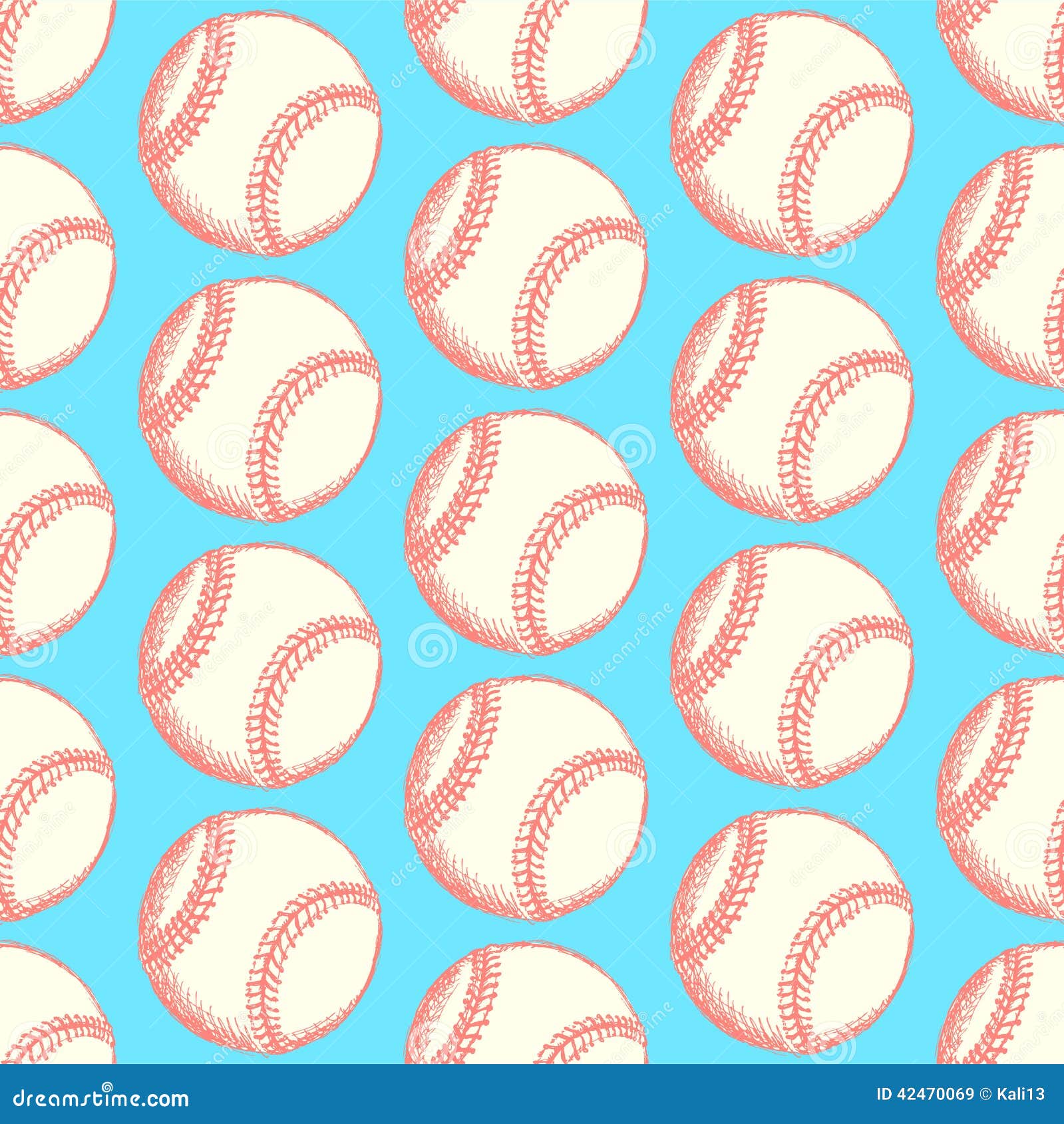 Sketch Baseball Ball, Vector Seamless Pattern Stock Vector ...