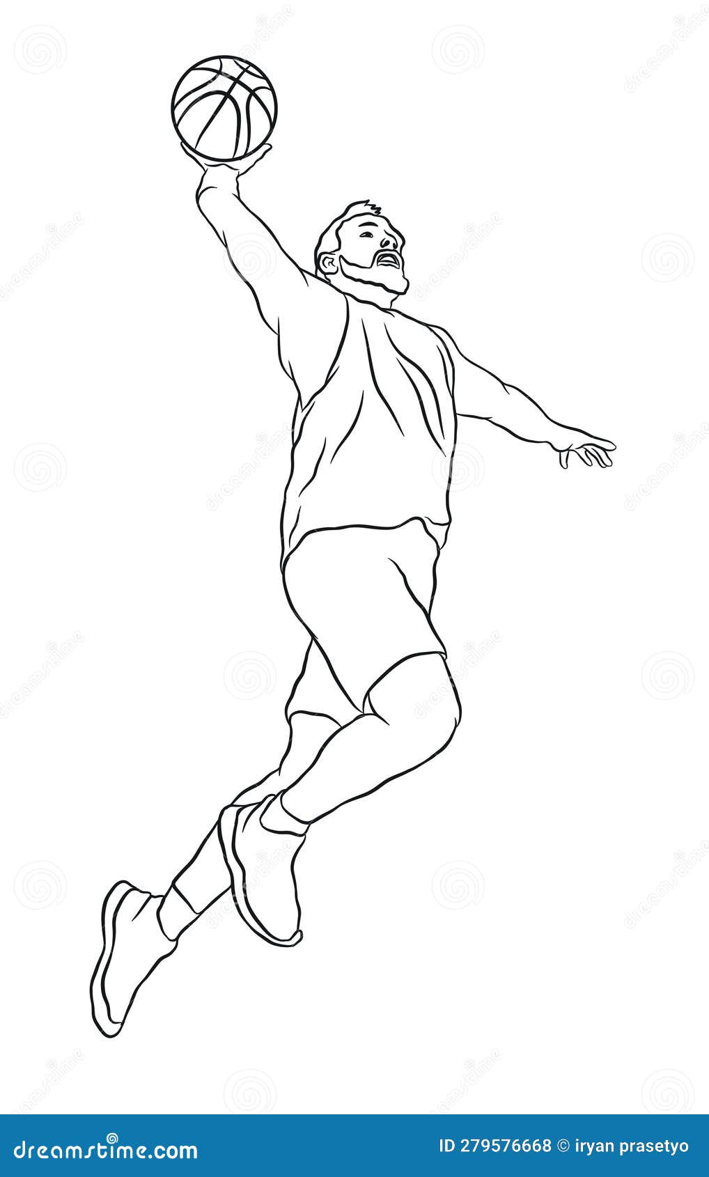 Sketch Basketball Player, Dunk Basketball Drawing Scene Stock Illustration - Illustration of ...