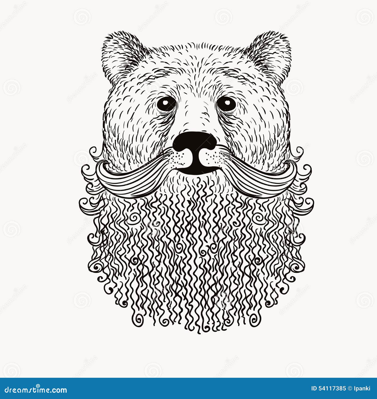 Sketch Bear with a Beard. Hand Drawn Illustration Stock Illustration ...