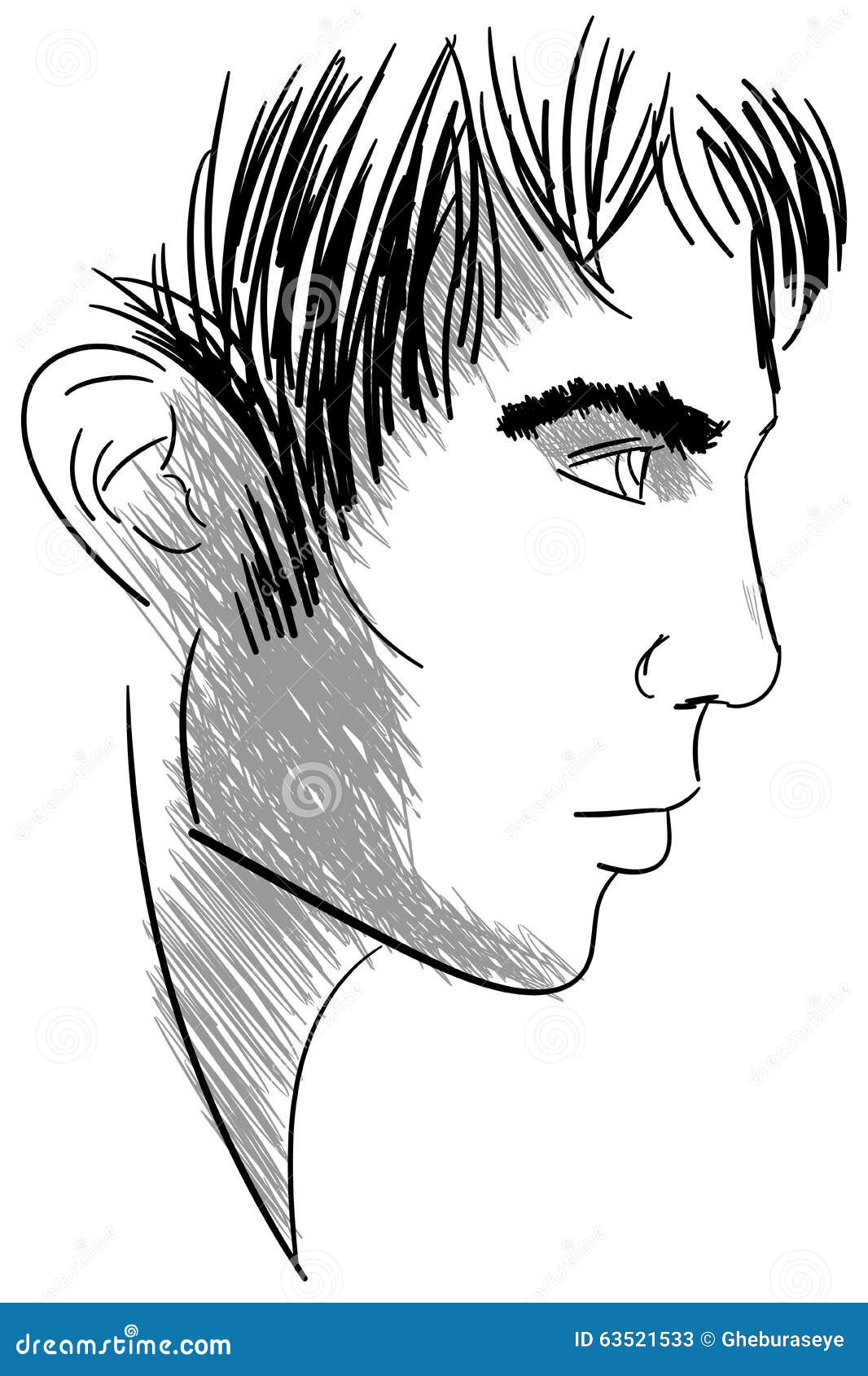 Sketch of a Beautiful Man Isolated Stock Vector - Illustration of ...