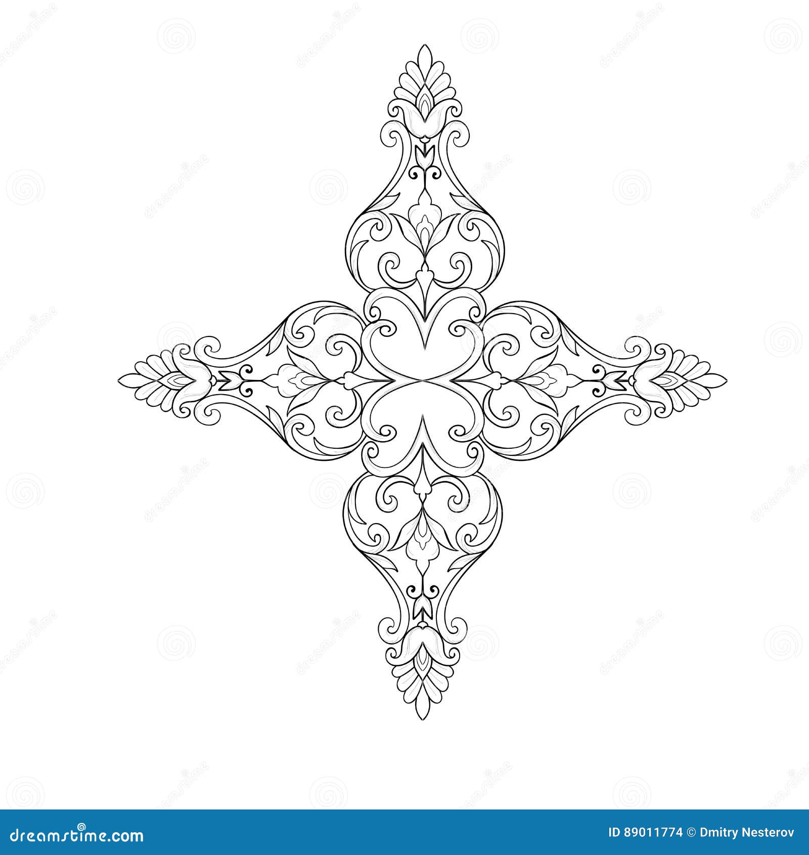 A Sketch of a Beautiful Symmetrical Pattern on a White Background ...