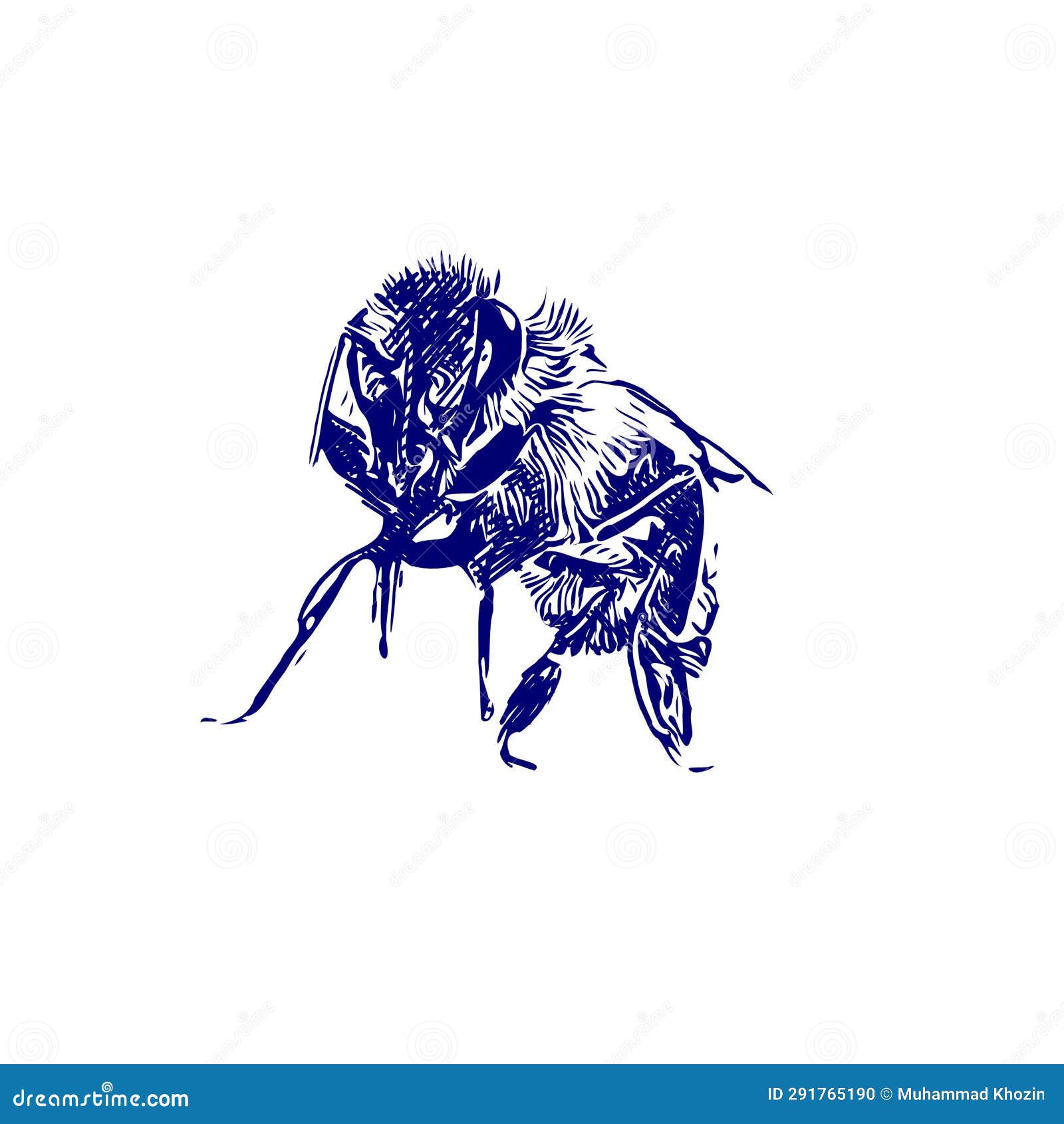 Sketch of a Bee with Blue Shading for a Logo and Illustration of a Bee ...