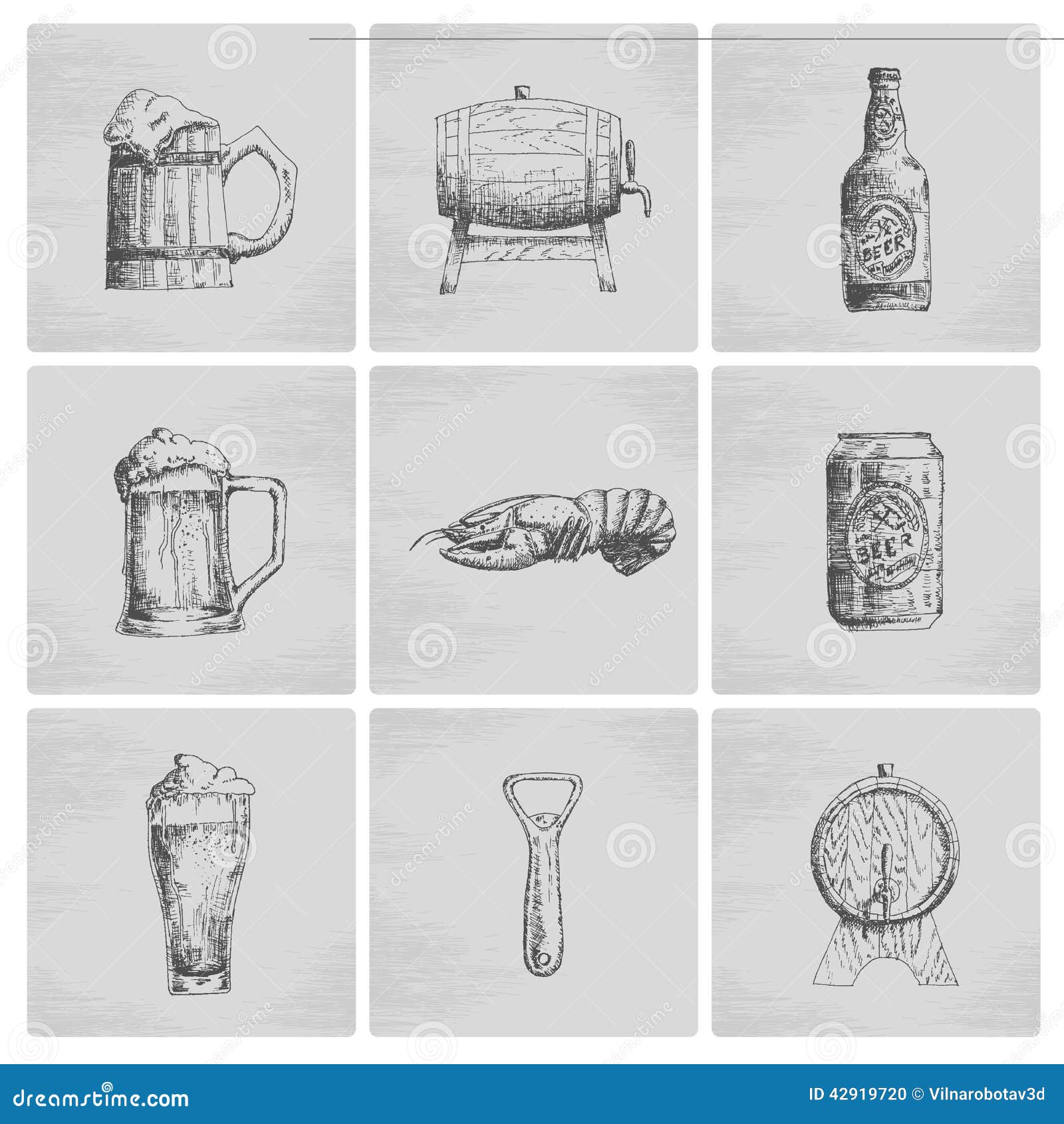 Sketch beer icons stock vector. Illustration of draw - 42919720