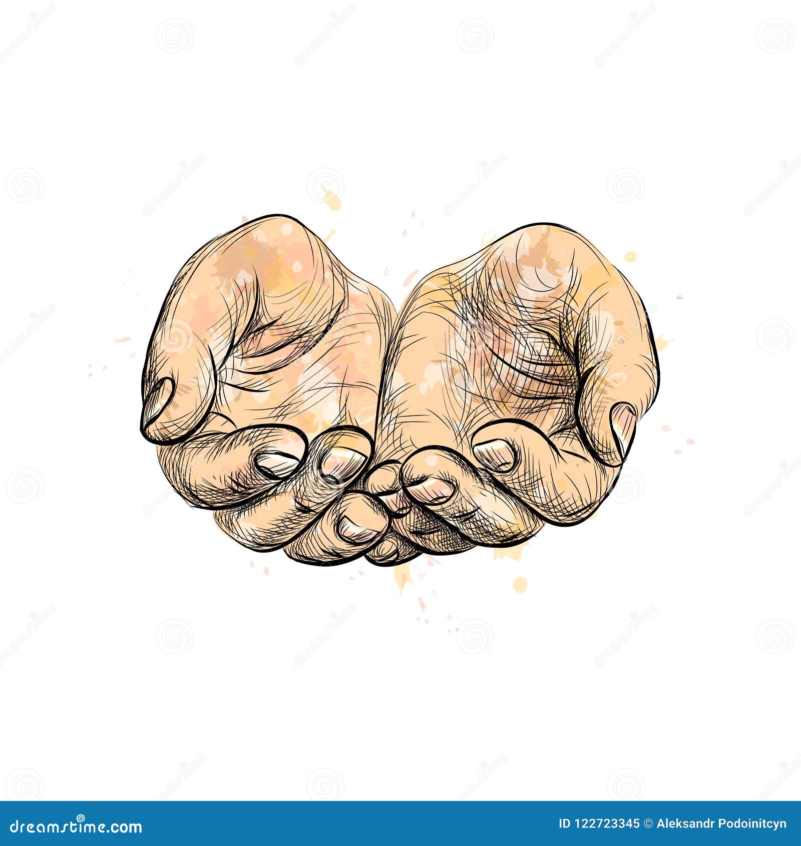 Sketch begging hands stock vector. Illustration of human - 122723345