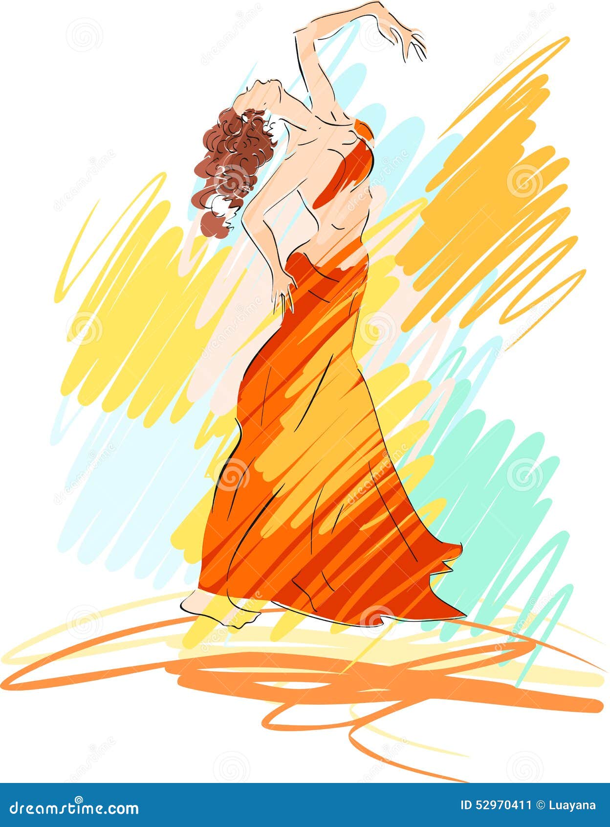 Sketch of bellydancer stock vector. Illustration of costume - 52970411