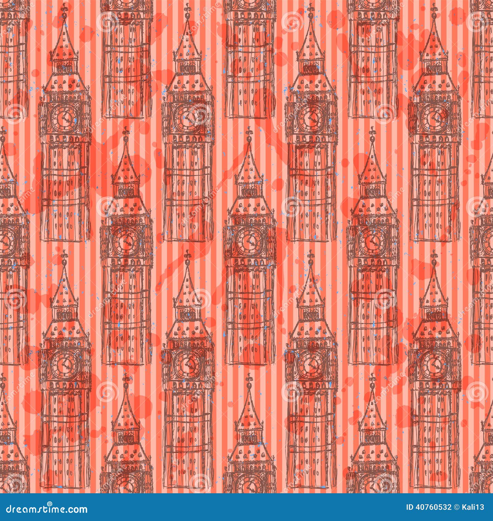 Sketch Big Ben, Vector Seamless Pattern Stock Vector - Illustration of ...