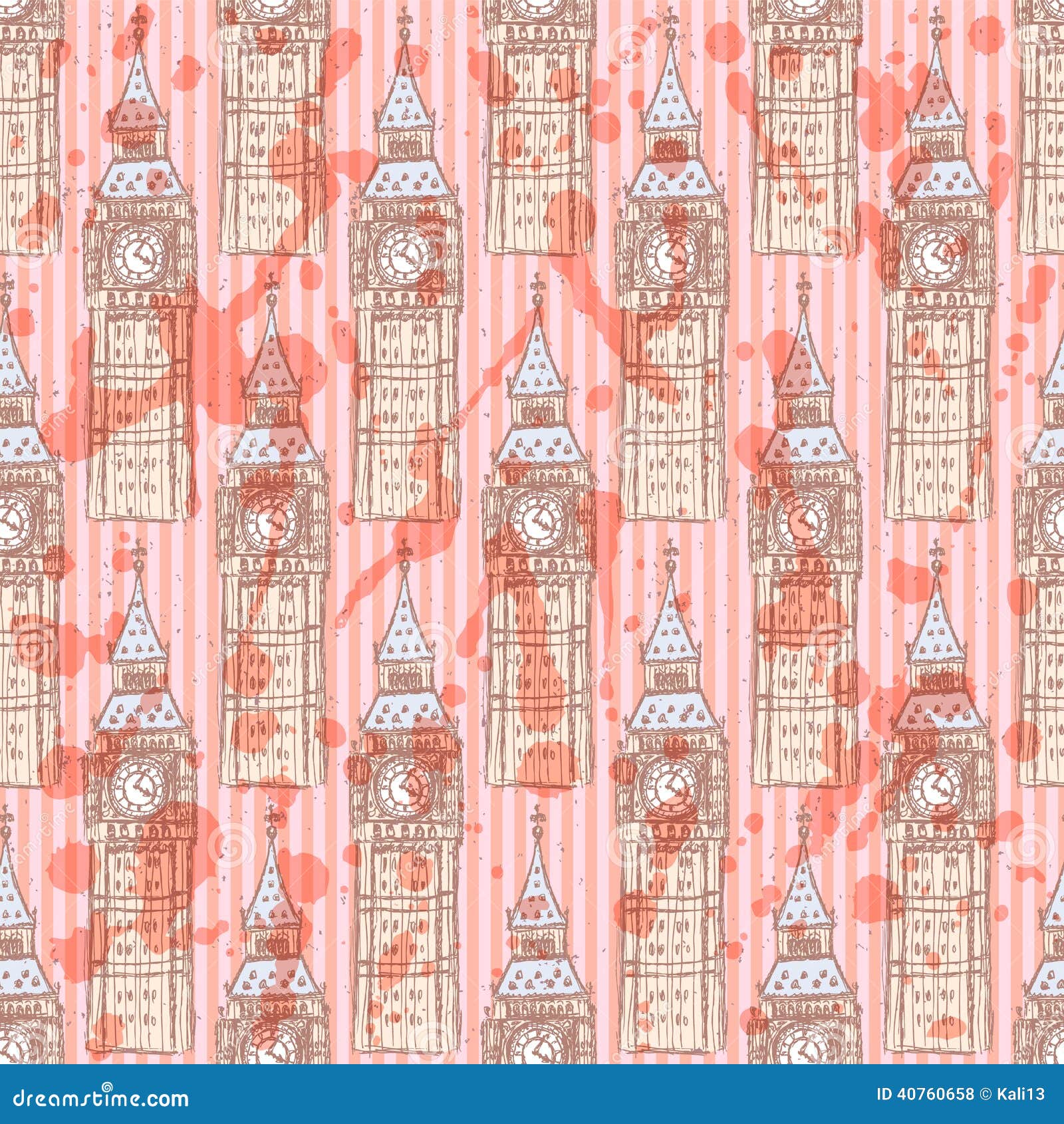 Sketch Big Ben, Vector Seamless Pattern Stock Vector - Illustration of ...