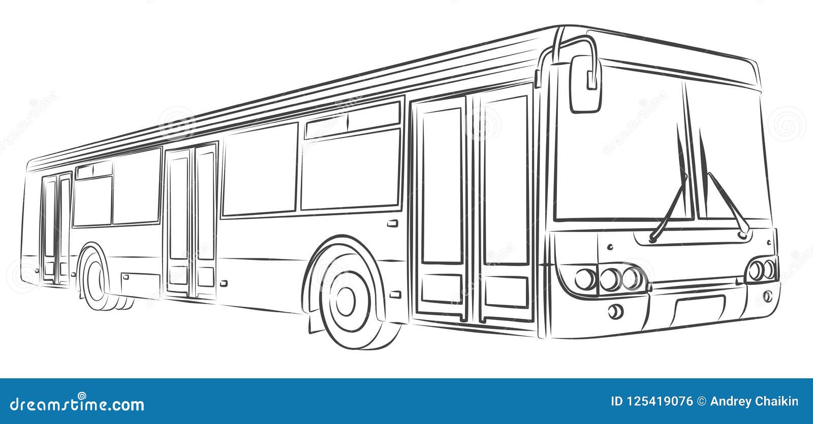 Sketch of big bus. stock vector. Illustration of vector - 125419076