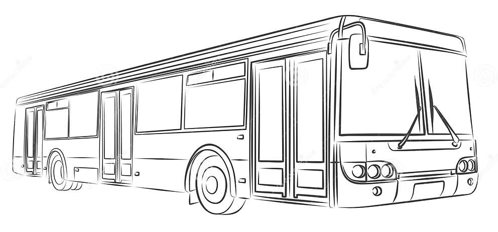 Sketch of big bus. stock vector. Illustration of vector - 125419076