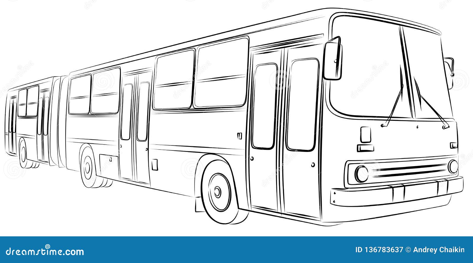 Sketch of big bus. stock vector. Illustration of passenger - 136783637