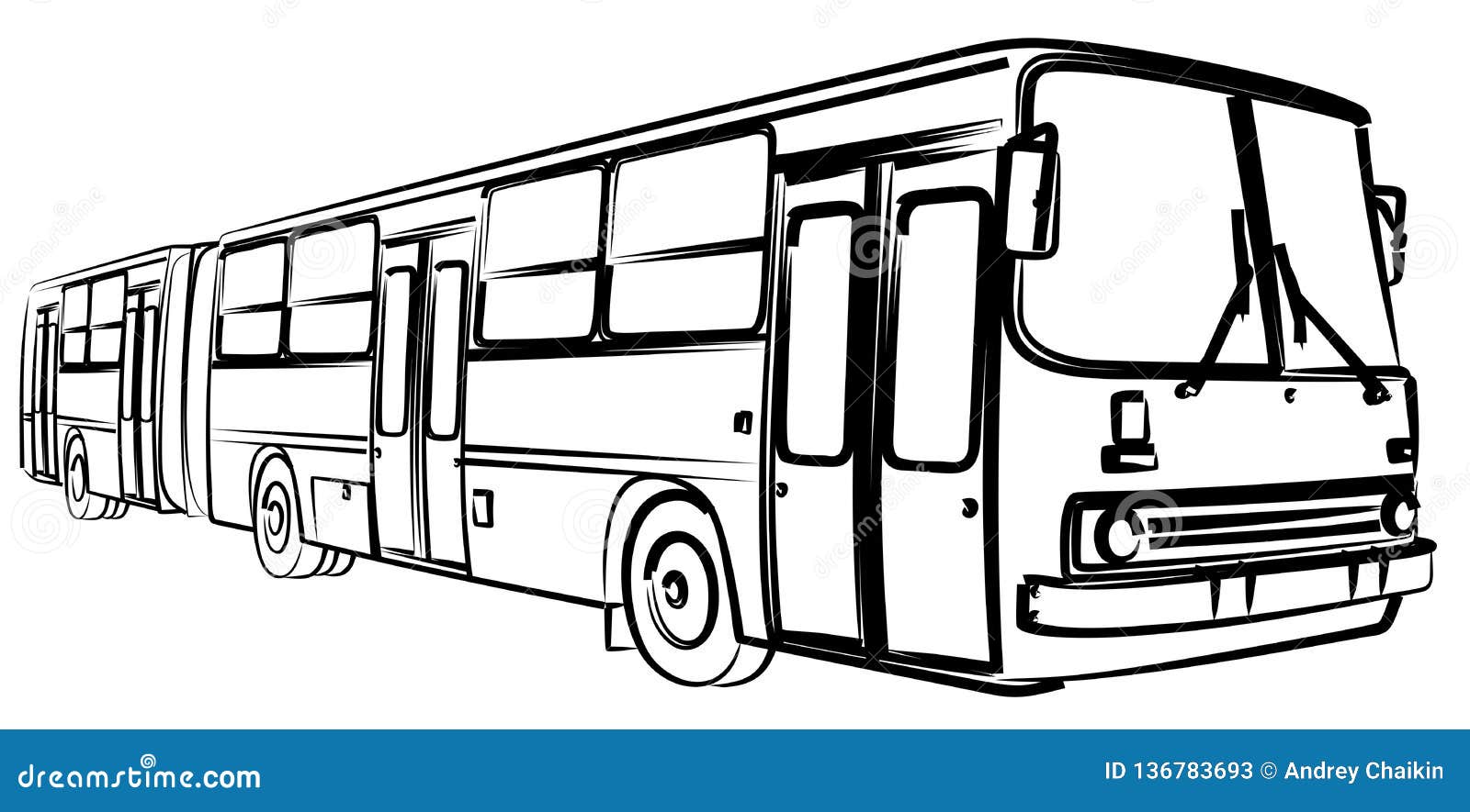Sketch of big bus. stock vector. Illustration of drawing - 136783693
