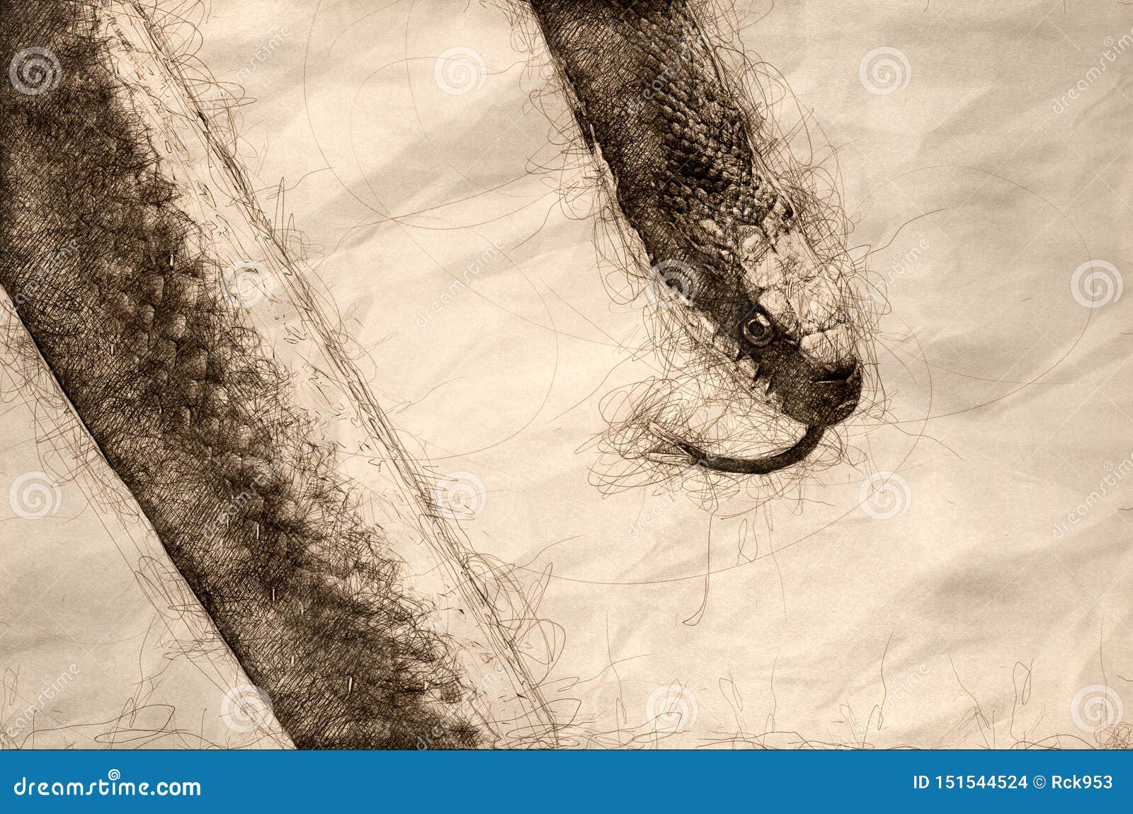 Sketch of a Black Rat Snake Close Up Stock Photo - Image of close ...