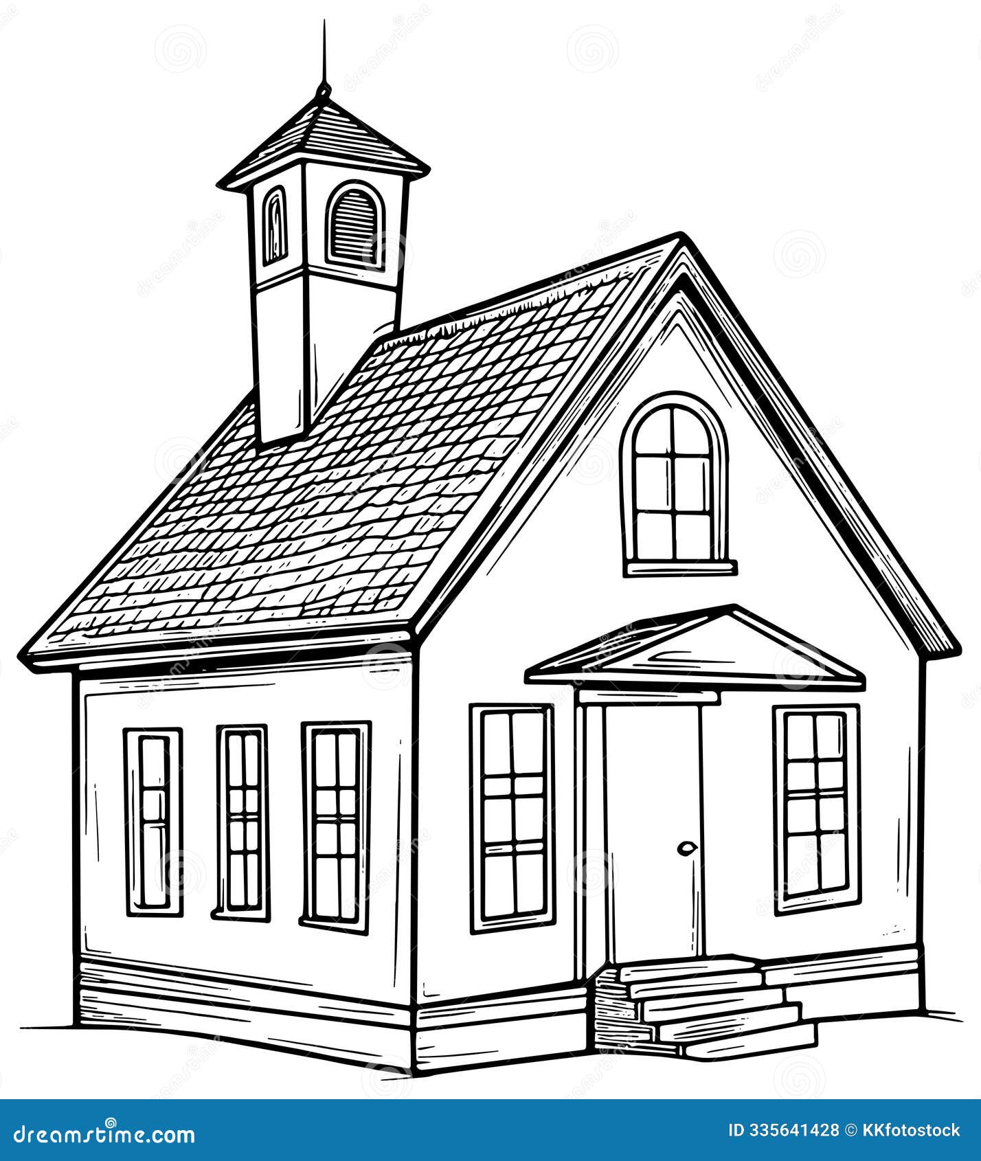 Sketch of a Rural Schoolhouse Stock Illustration - Illustration of ...