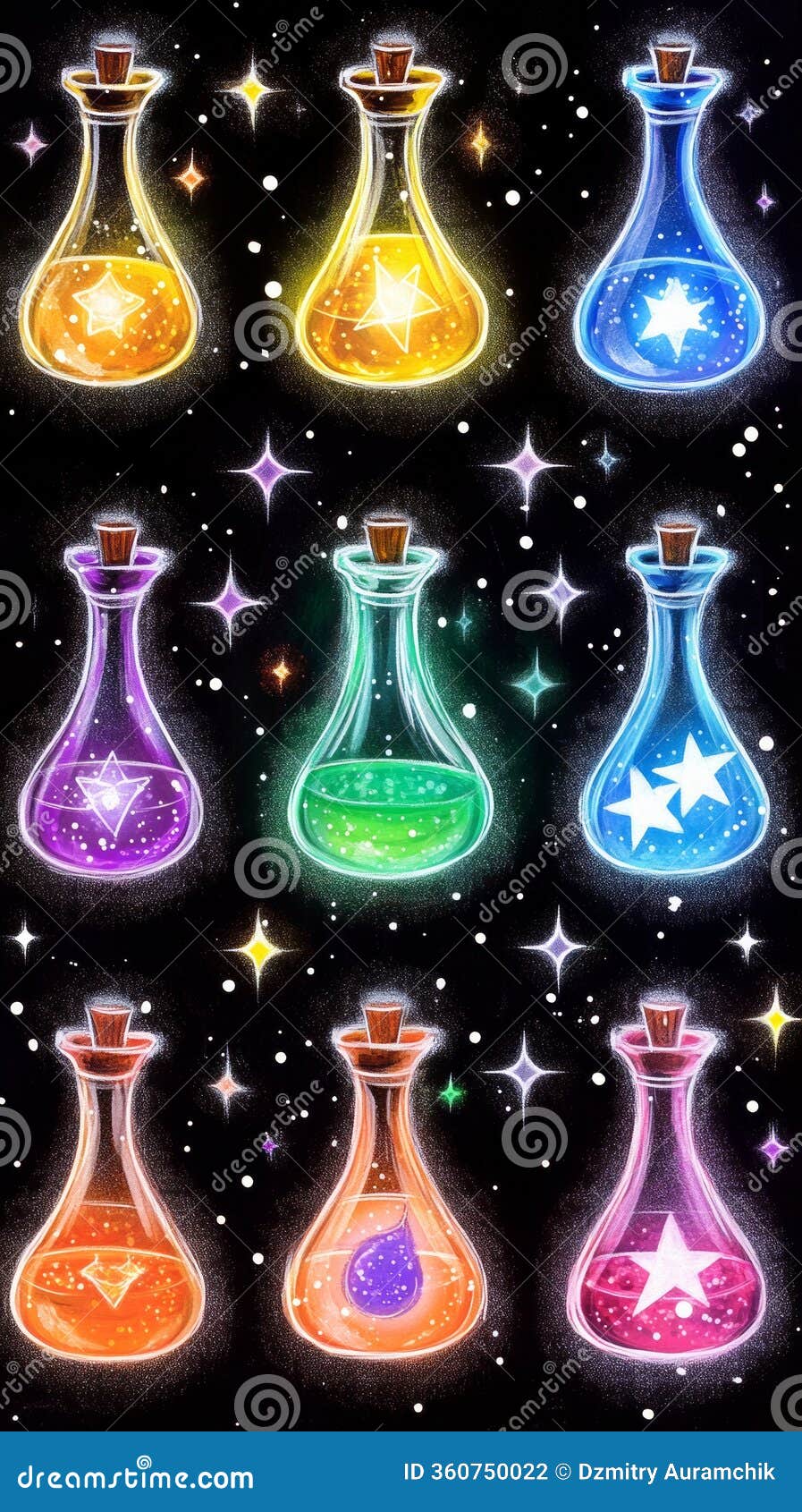 A Sketch on the Blackboard Showing Various Potion Ingredients and ...