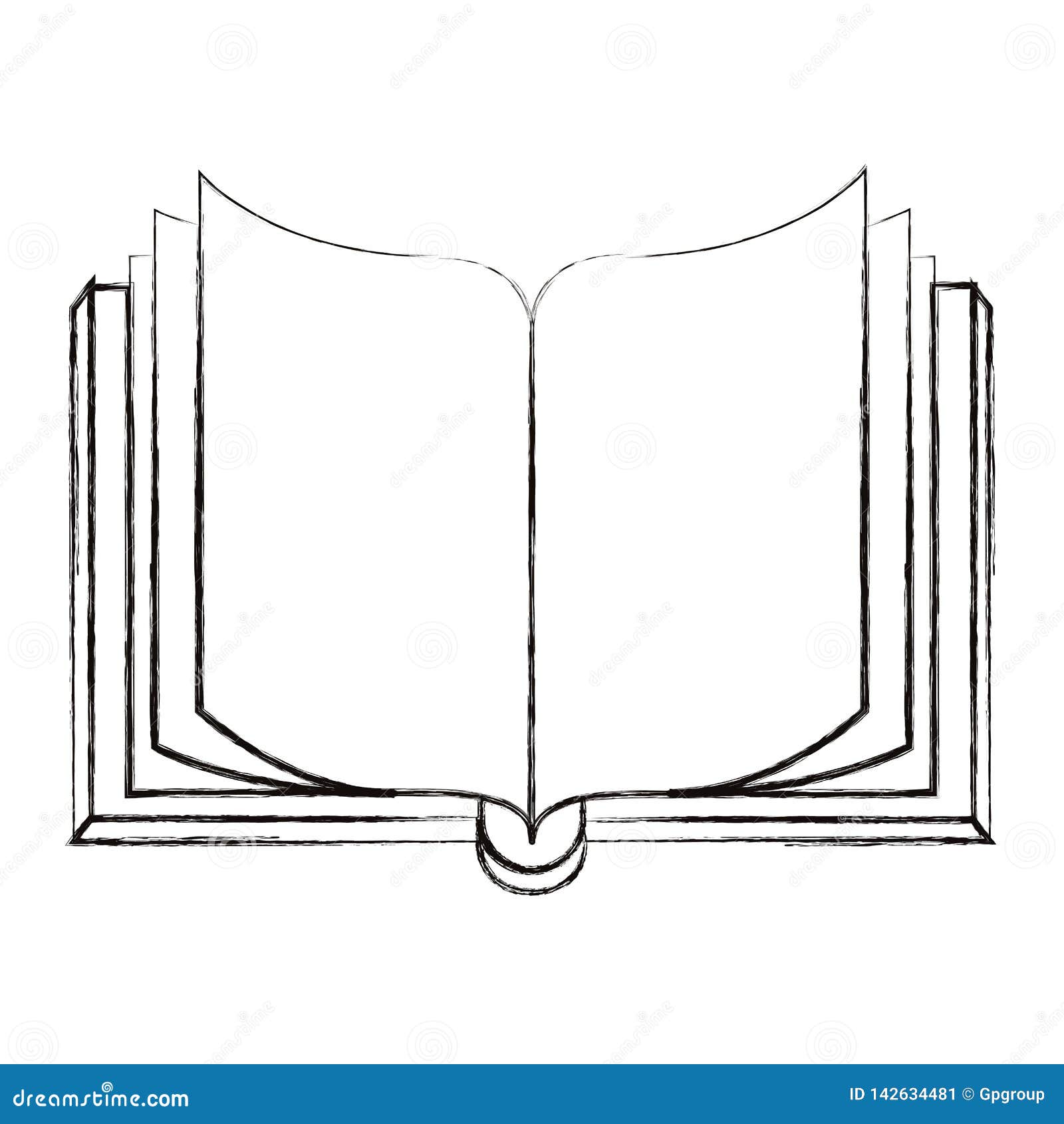 Sketch Blurred Silhouette Image Front View Open Book Stock Vector ...